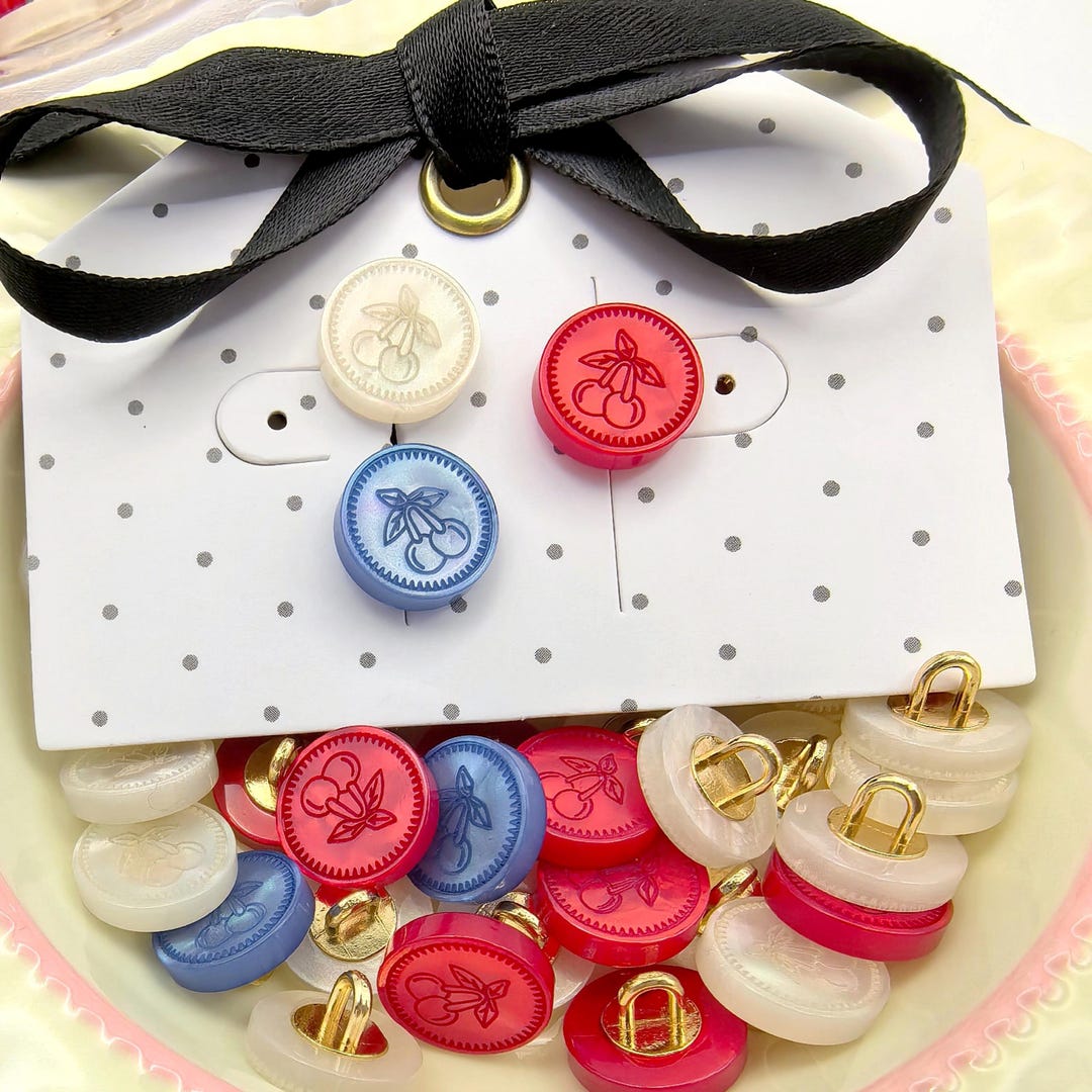 Decorative Metal Shank Buttons With Engraved Cherry Pattern for Sewing ...