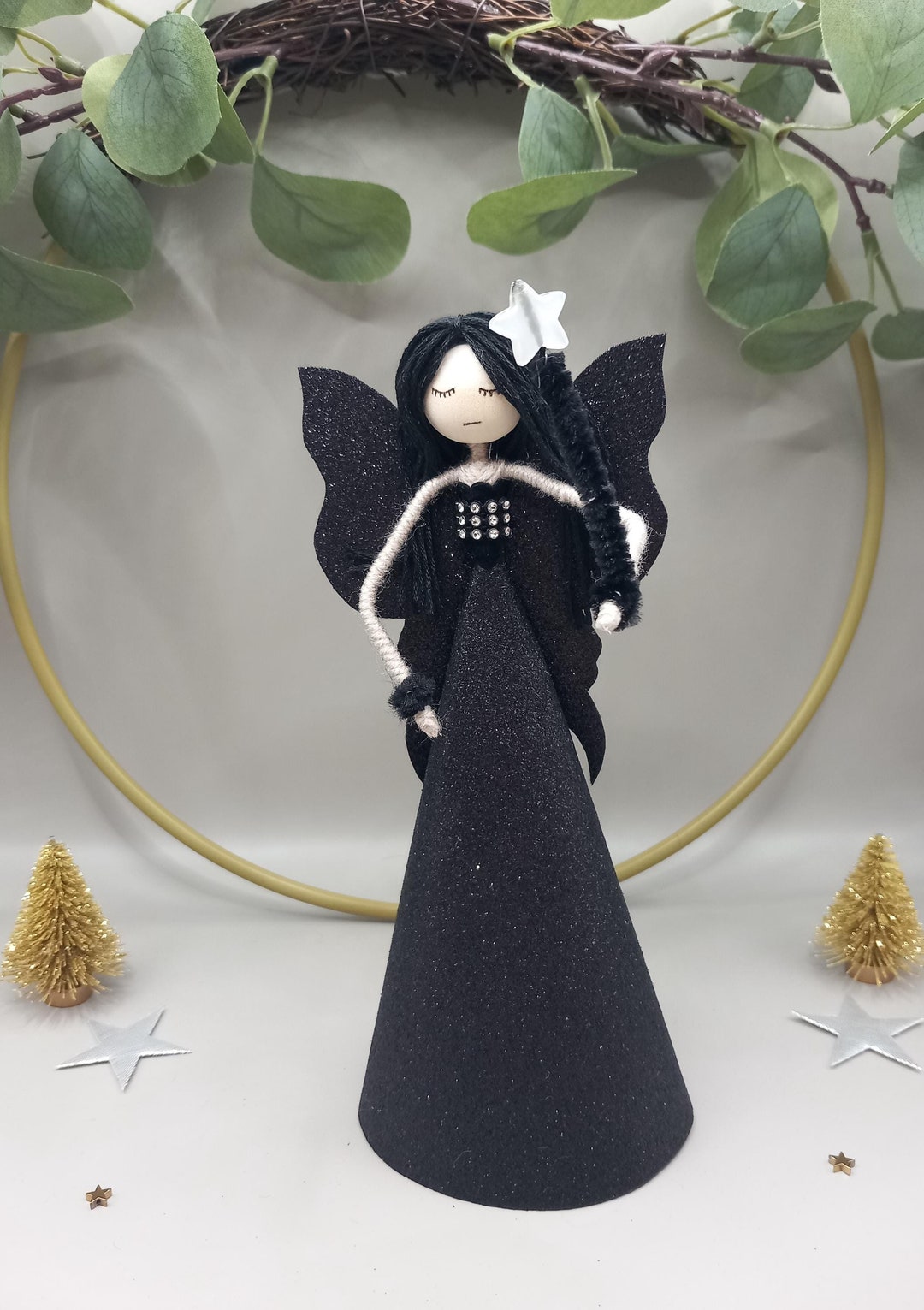 Christmas Tree Topper Black Gothic, Goth Christmas Tree Topper, Black ...