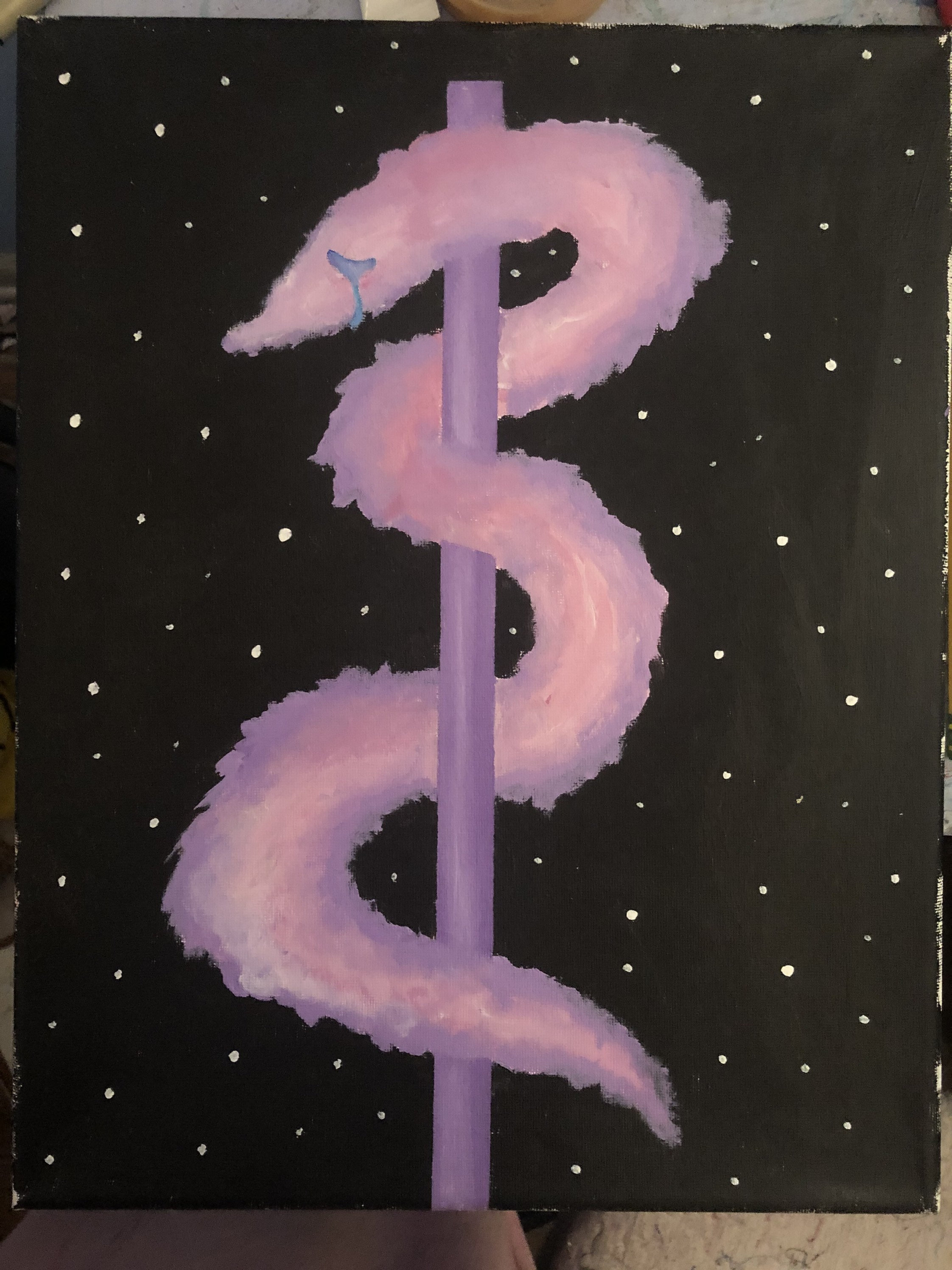 Worm on a String Staff of Asclepius acrylic on canvas | Etsy