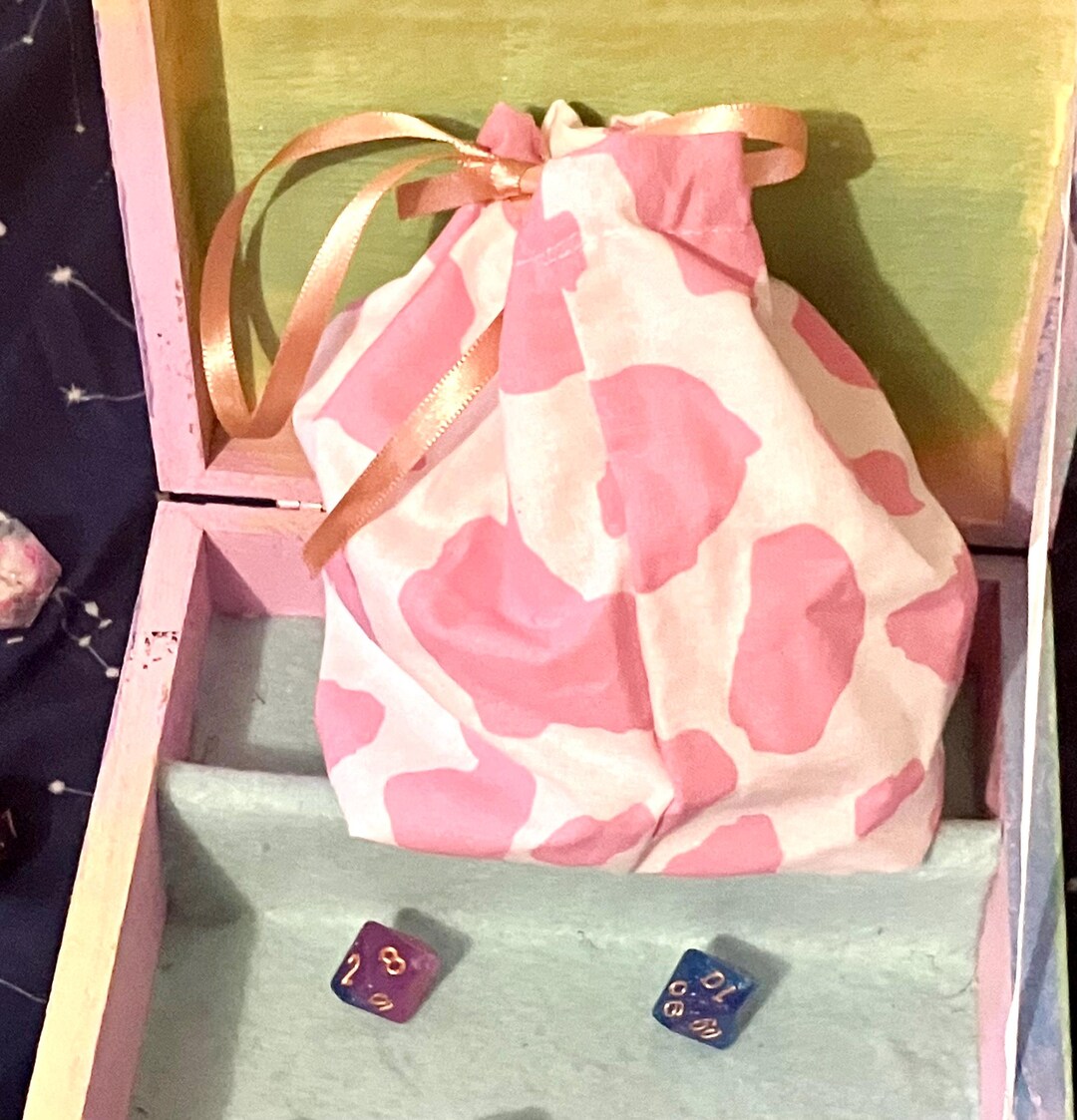 Cute Kawaii Candy Strawberry Milk Cow Print Dice Bag With Drawstring - Etsy