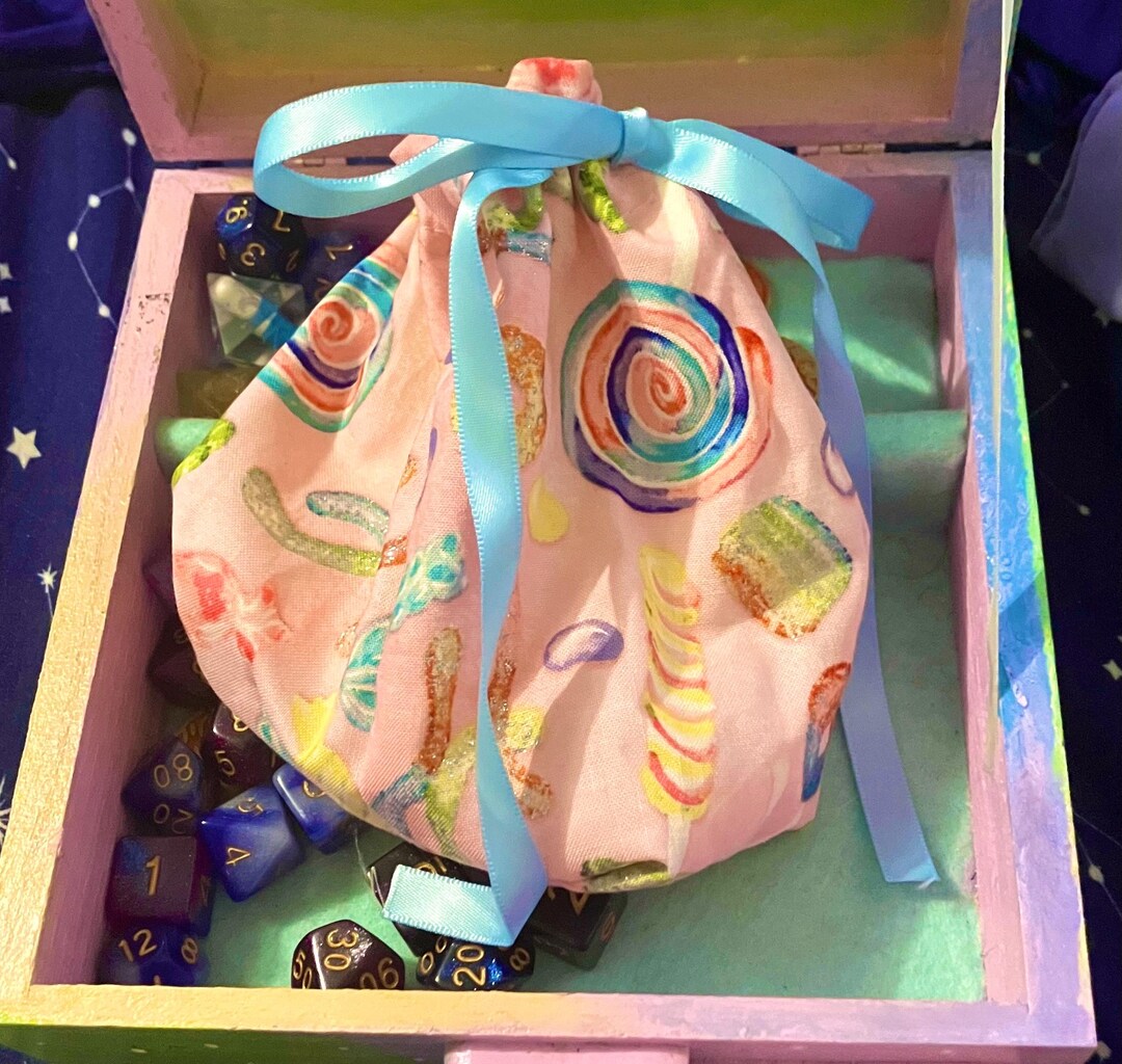 Cute Kawaii Candy Rainbow Sweets Decora Print Dice Bag With Drawstring ...