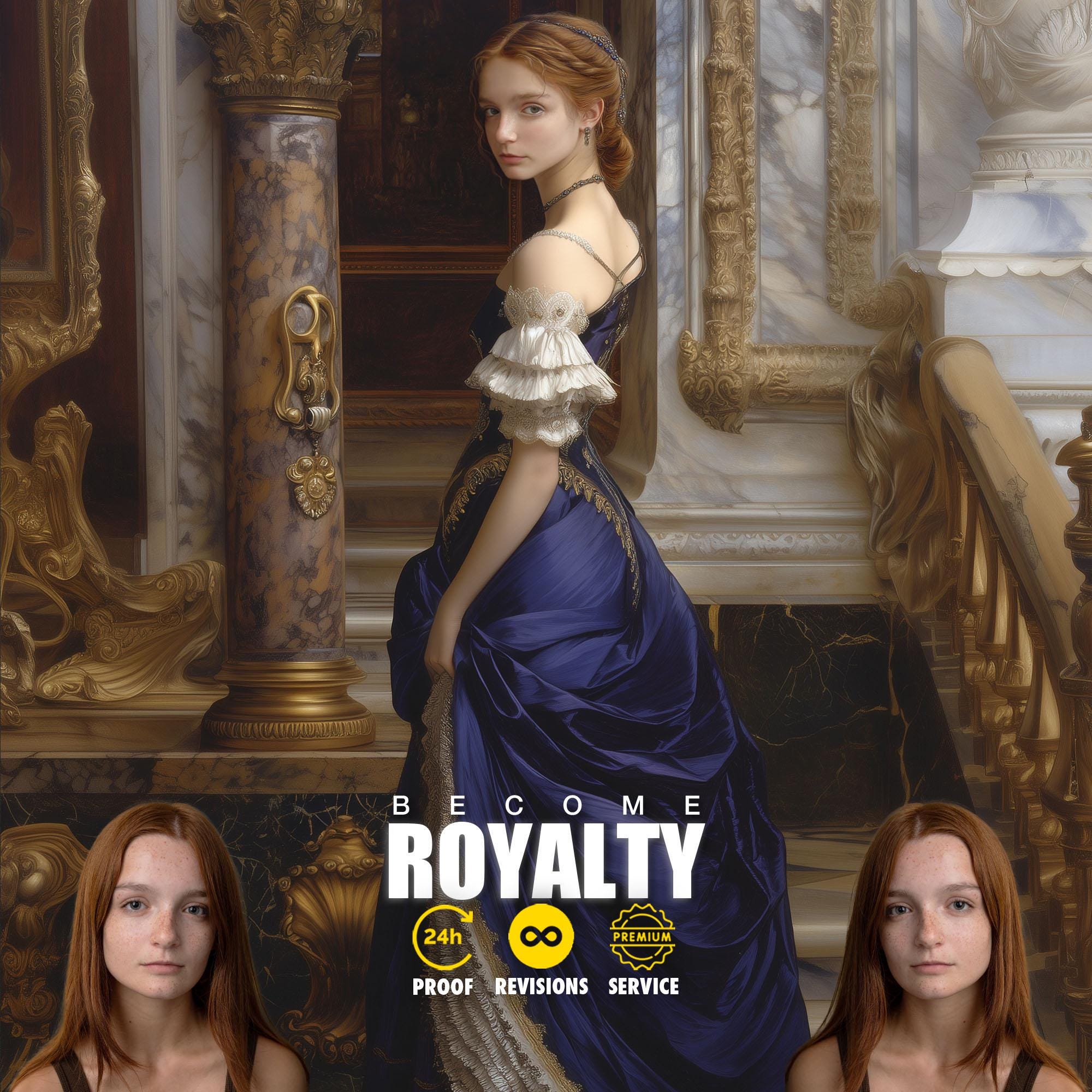 Custom Royal Portrait From Photo, Personalized Princess Portrait, Make ...
