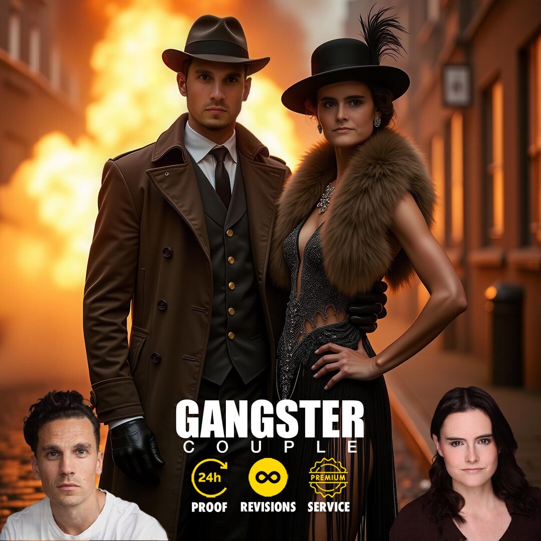 Custom Gangster Couple, Portrait From Photo, Personalized 1920 Style ...