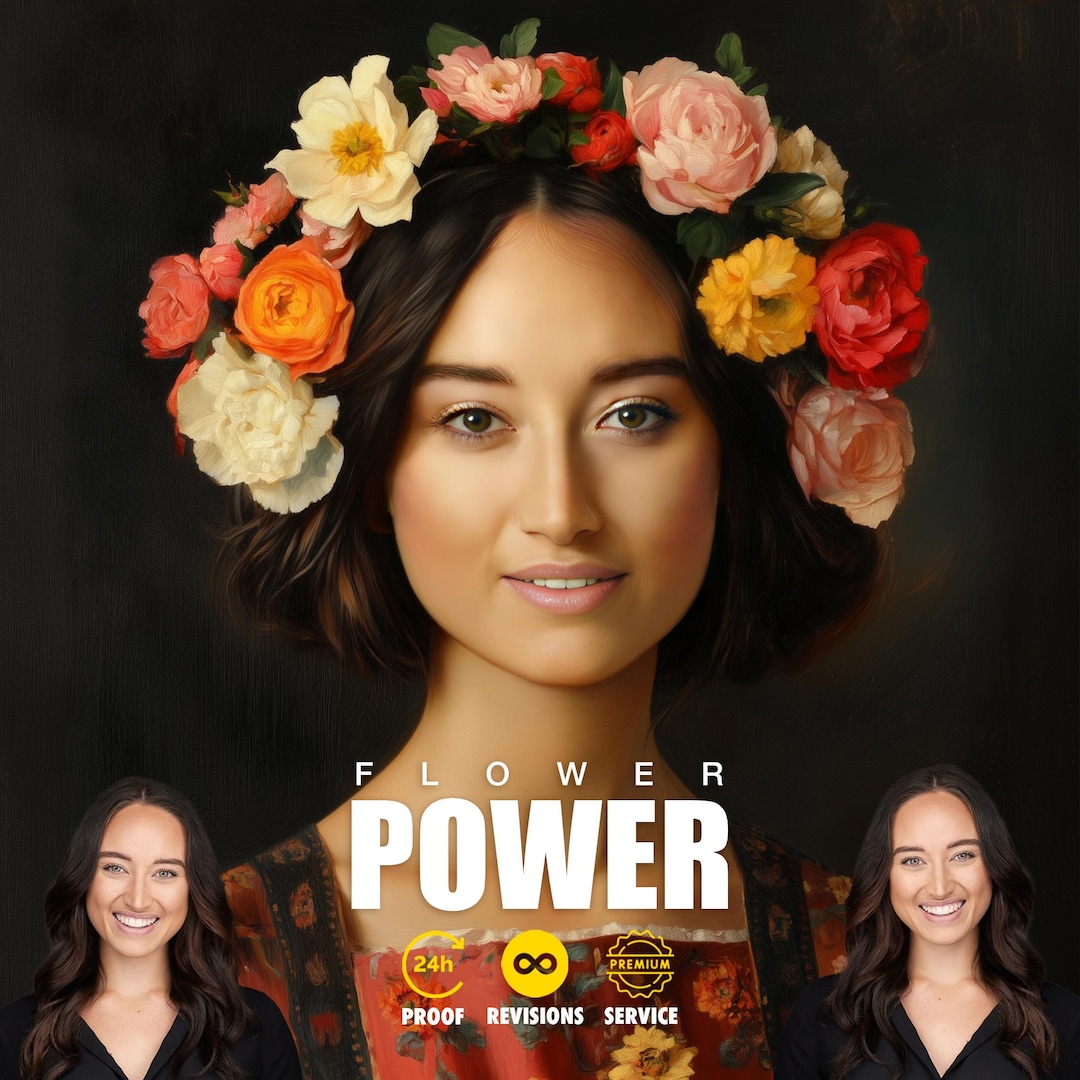 Custom Flower Girl, Portrait From Photo, Personalized Flower Head ...