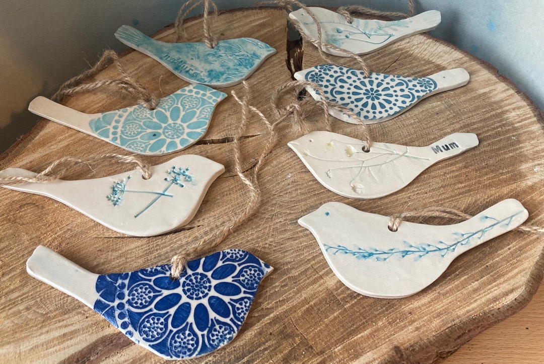 Handmade Ceramic Bird Wall Hanging: Floral Mandala Pottery - Etsy UK