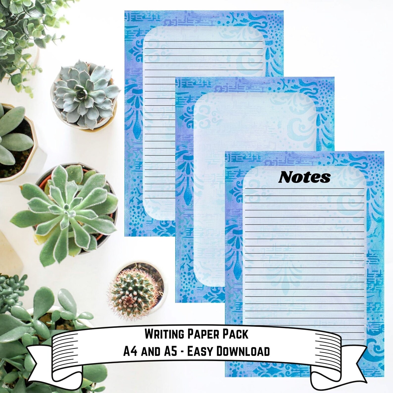 Letter Writing Paper / Digital Download / Lined, Blank and Notes ...