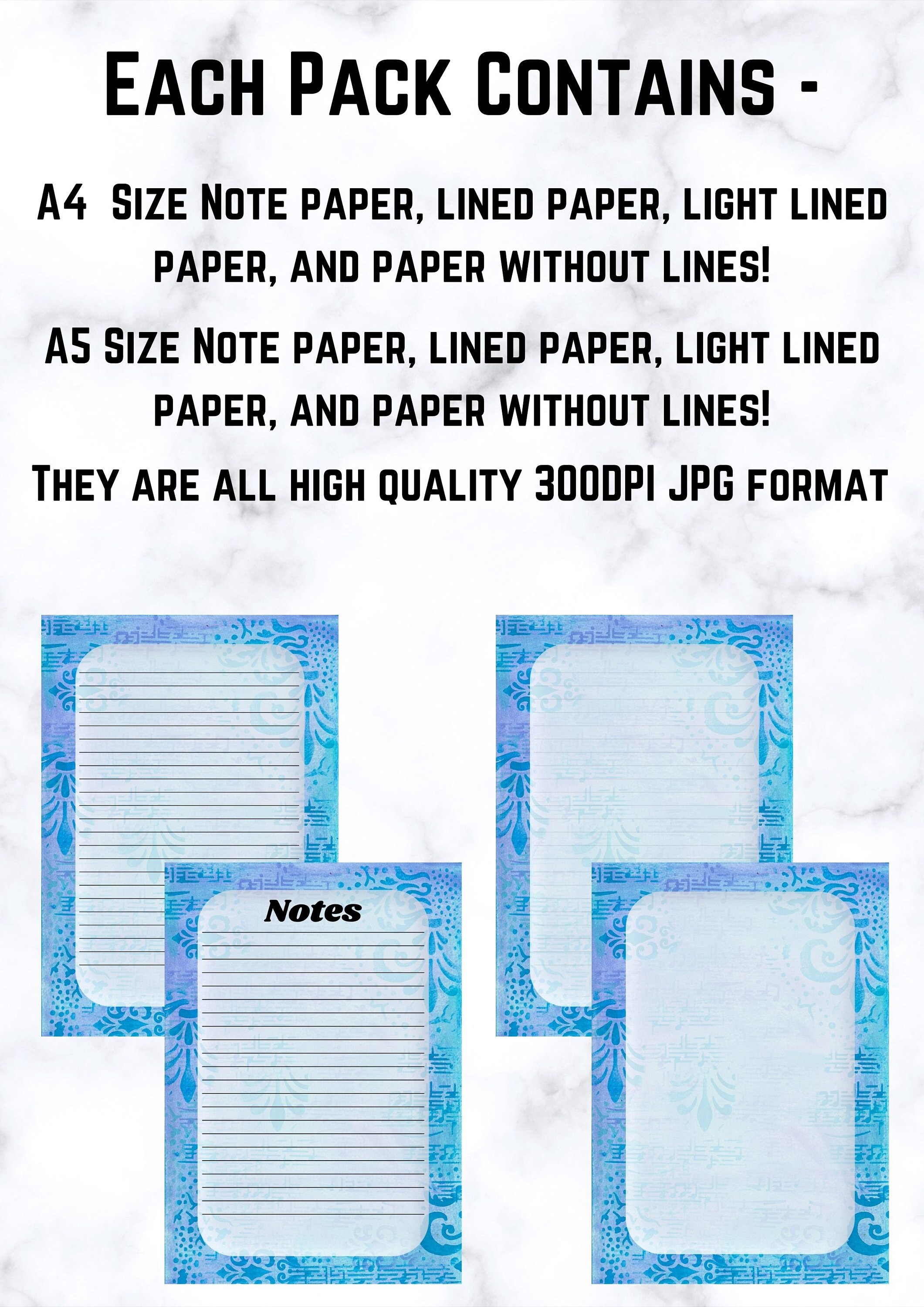 Letter Writing Paper / Digital Download / Lined, Blank and Notes ...