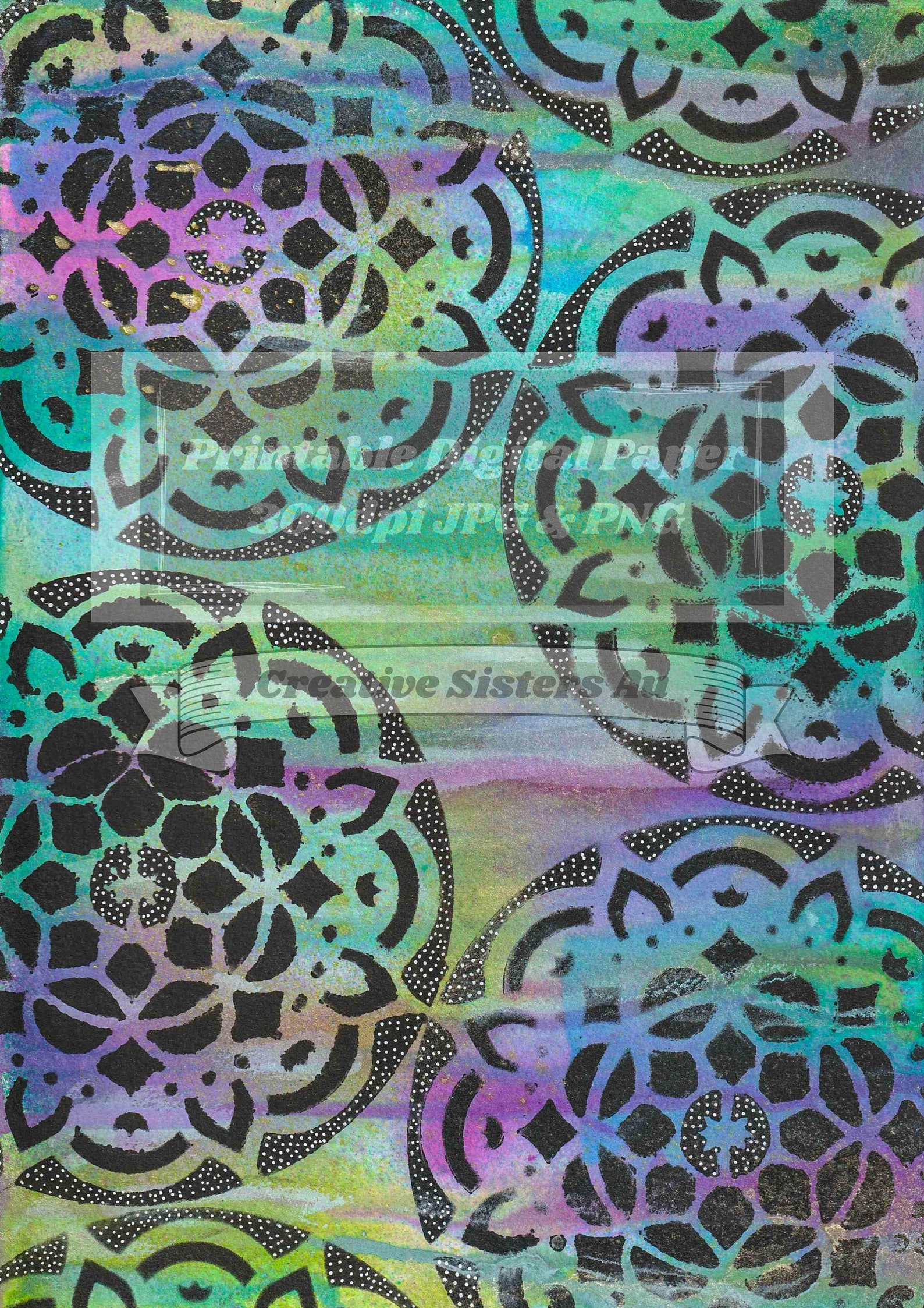 Mandala / Digital Download / Handmade Paper / Art Journal / Mixed Media ...