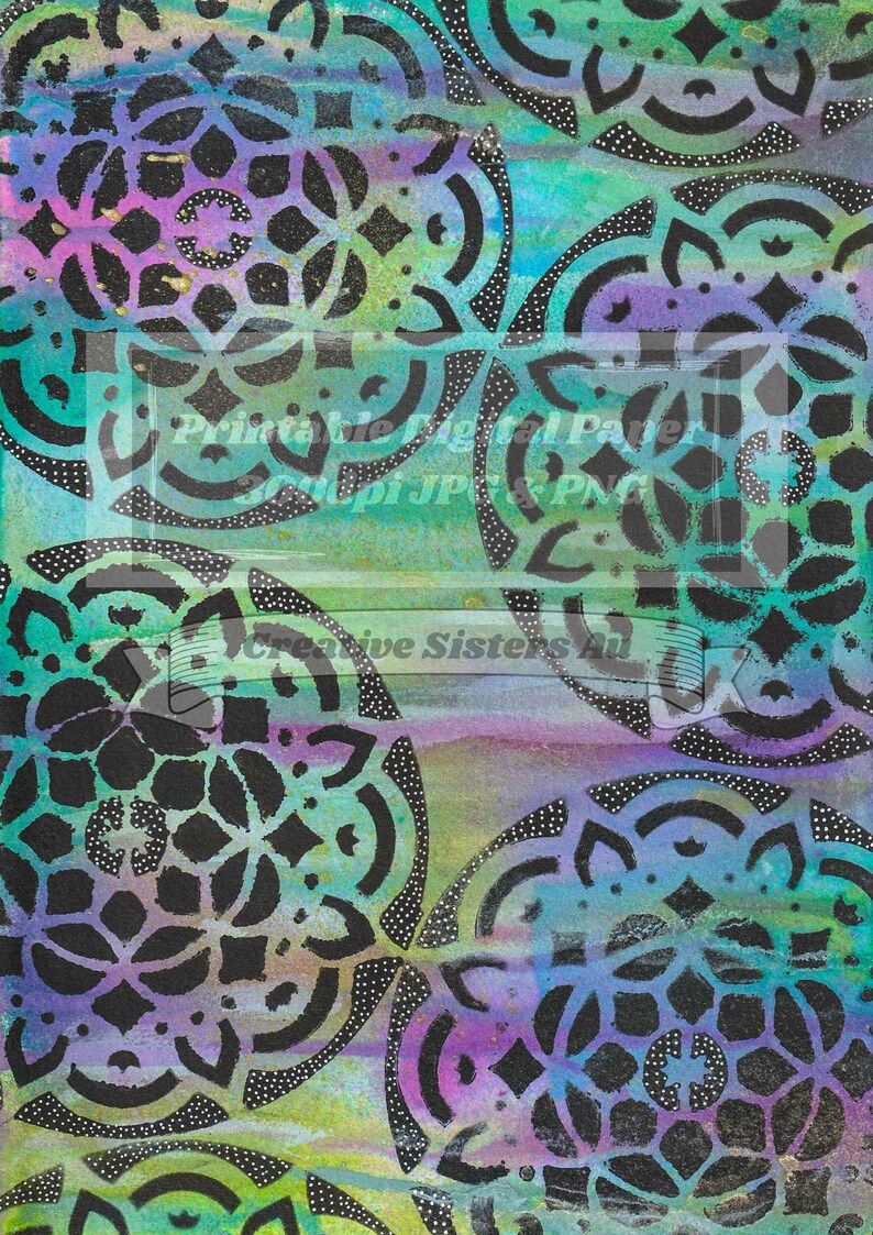 Mandala / Digital Download / Handmade Paper / Art Journal / Mixed Media ...