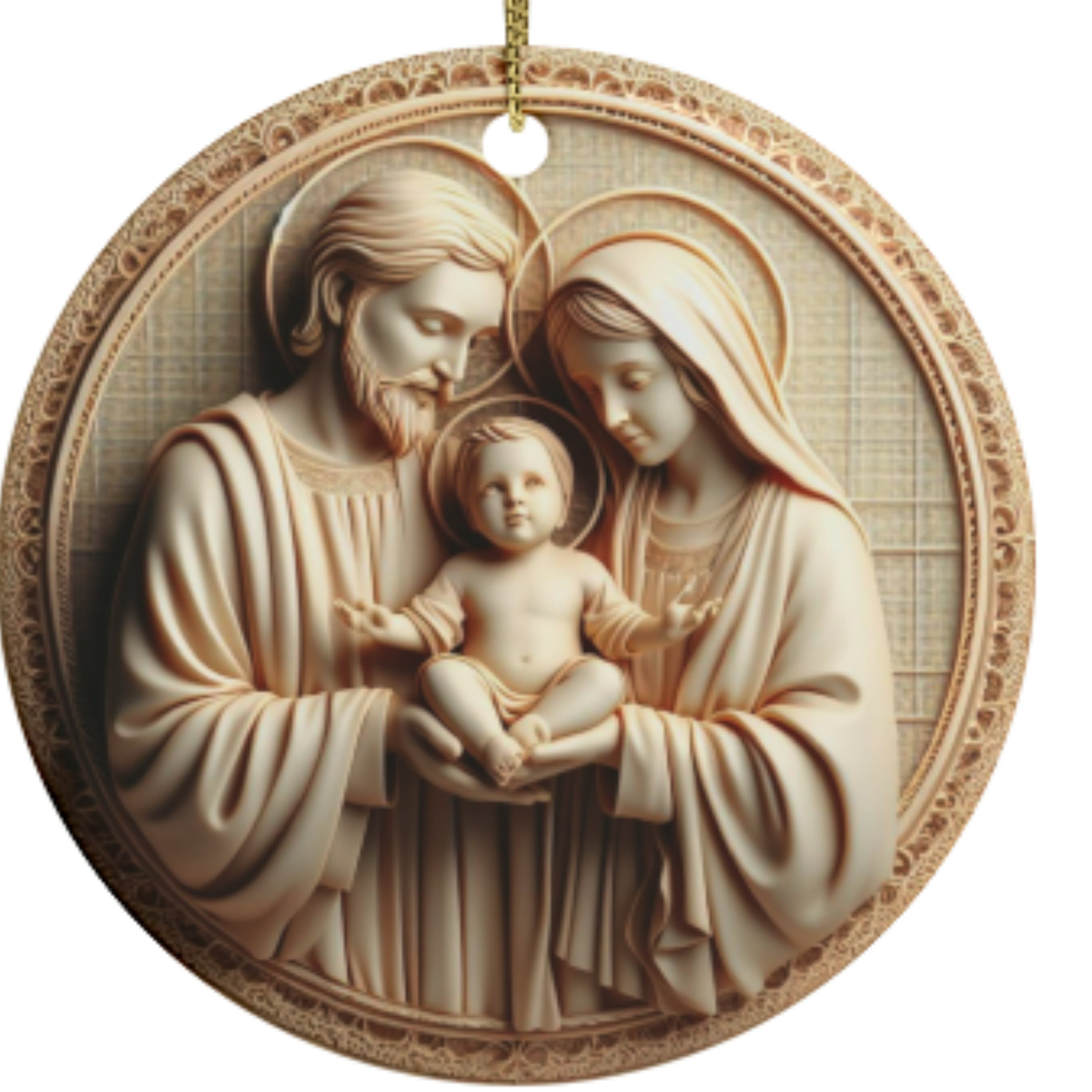 Religious Holy Trinity Nativity Round Ceramic Ornaments (1pcs, 5pcs ...