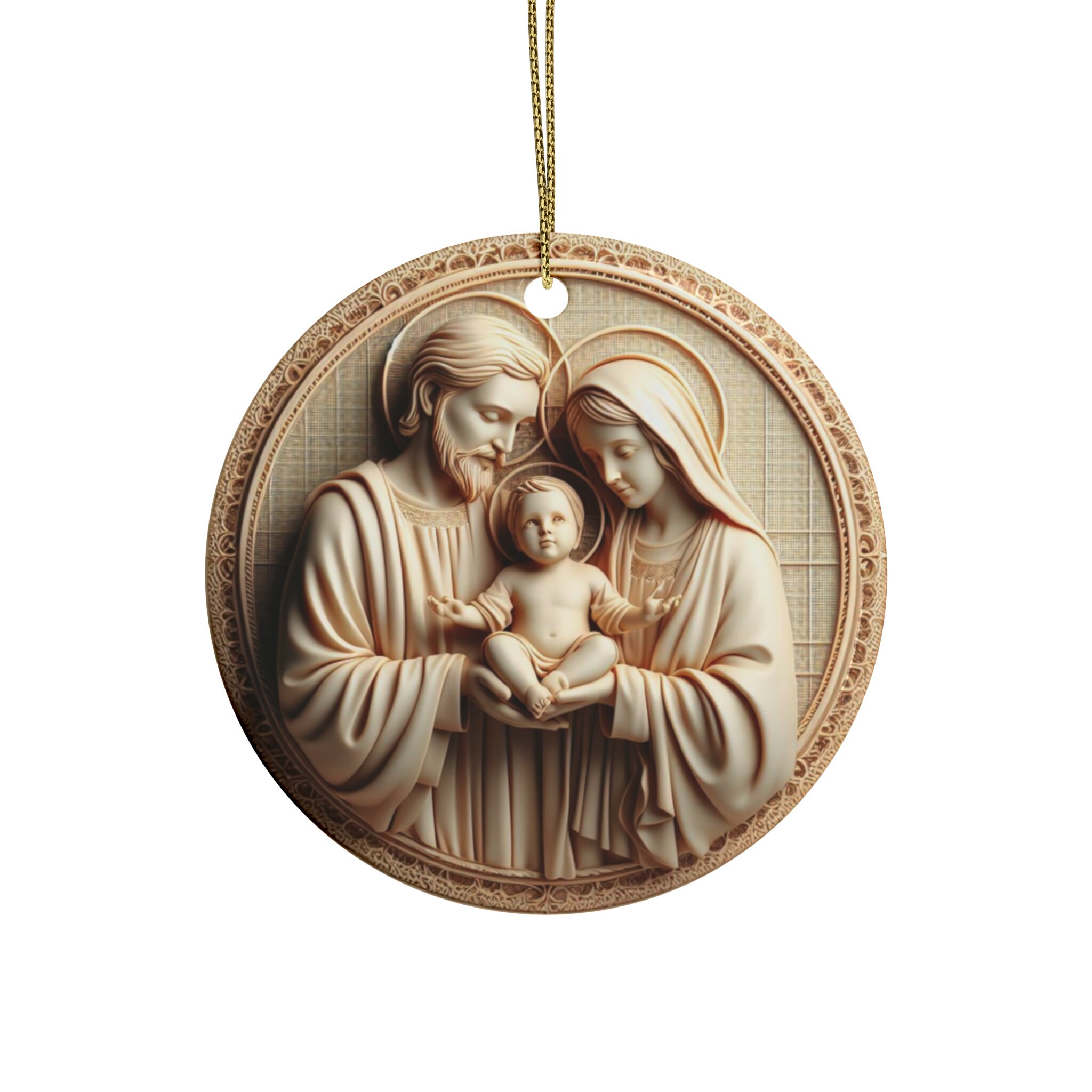 Religious Holy Trinity Nativity Round Ceramic Ornaments (1pcs, 5pcs ...