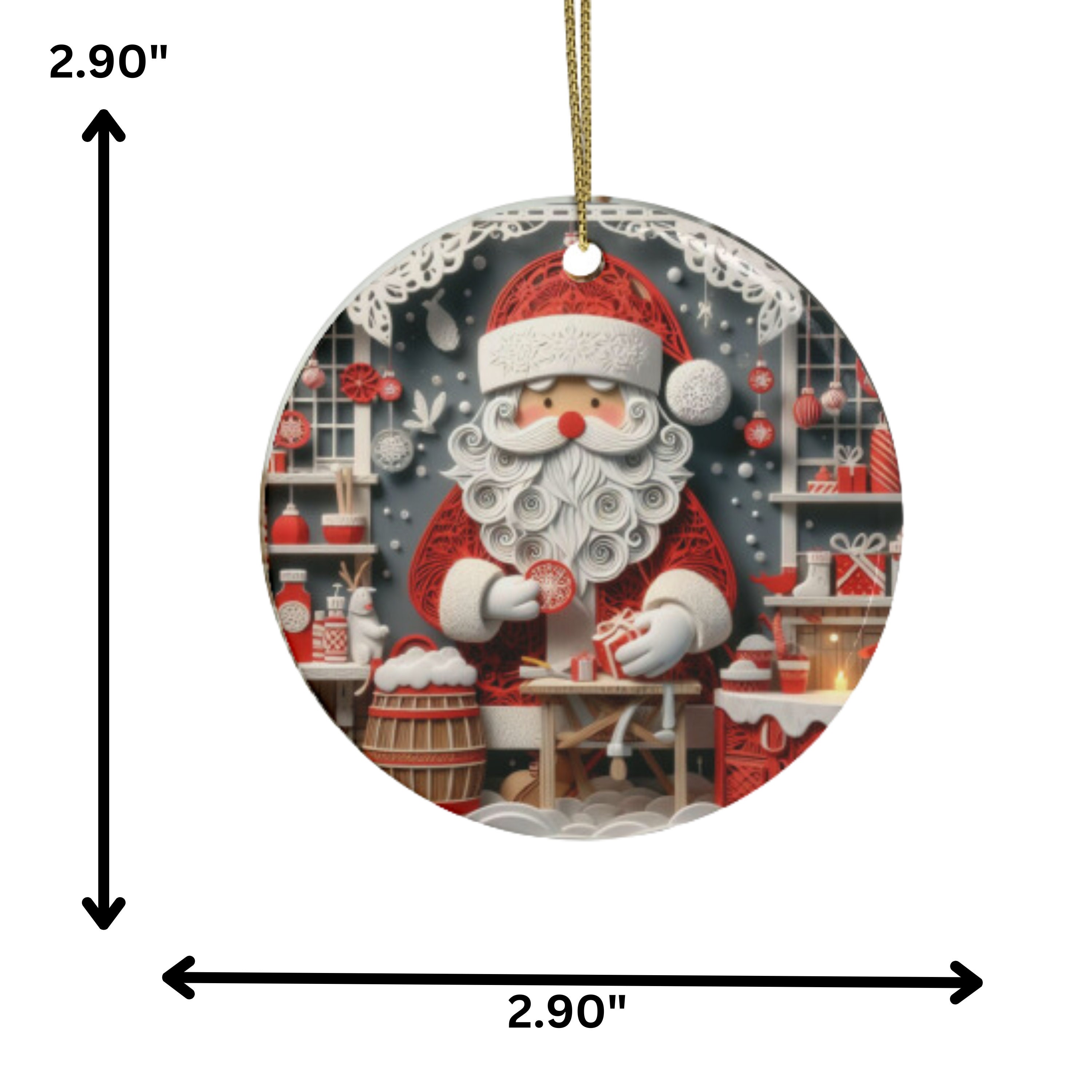 Simply Cute Santa Papercut-look Ceramic Ornaments (1pcs, 5pcs, 10pcs ...