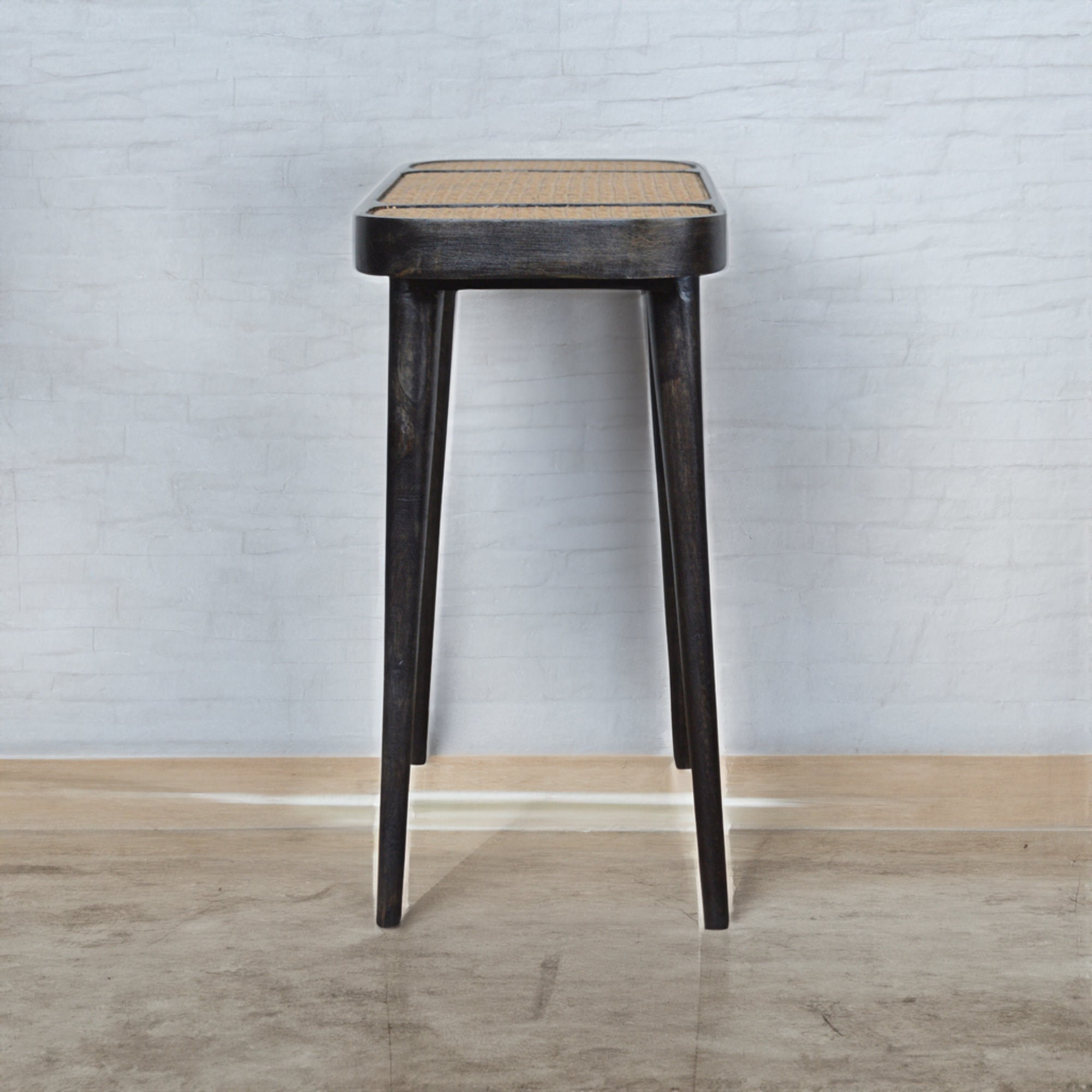 Elegance in Ash Black: Hand-woven Rattan Console Table With - Etsy