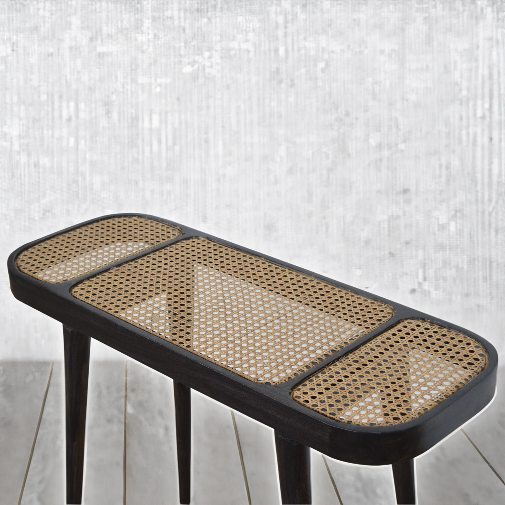 Elegance in Ash Black: Hand-woven Rattan Console Table With - Etsy