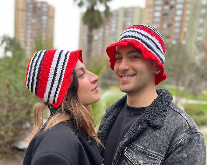 Handmade Recycled Cotton Bucket Hat Crochet / Macrame Style White ...