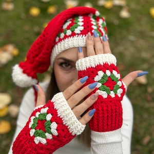 Christmas Cardigan, Crochet Red Coat, Granny Square Cardigan, Red Christmas Jacket, Hippie ...