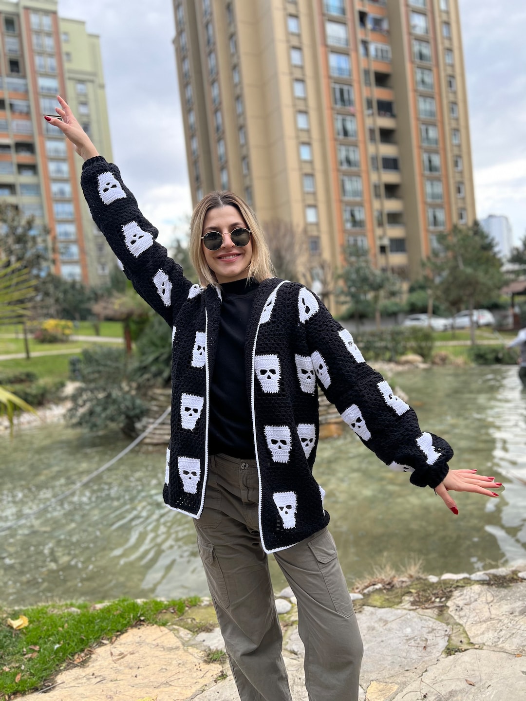 Skeleton Cardigan, Skull Sweater, Knit Gothic Jacket, Spooky Cardigan ...