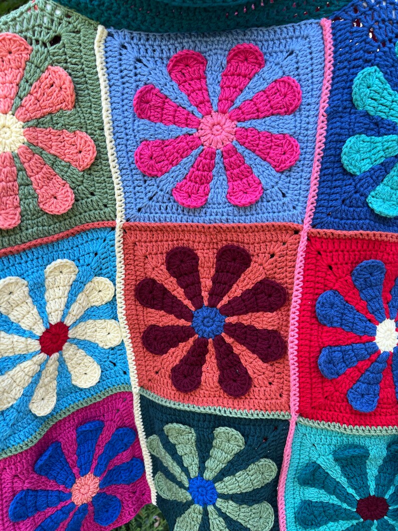 Colorful Daisy Cardigan Floral Sweater Crochet Jacket - Etsy