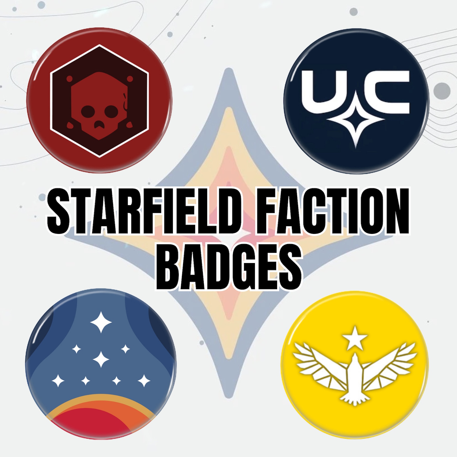 Starfield Factions, Button Pin Badges 32mm 58mm, Gaming Gifts, Factions ...