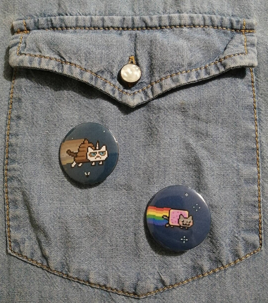 Nyan Cat and Grumpy Nyam Cat Button Badges 32mm - Etsy