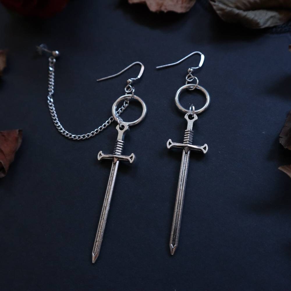 Ear Cuff Chain Swords Earrings Sword Cuff Chain Earrings - Etsy