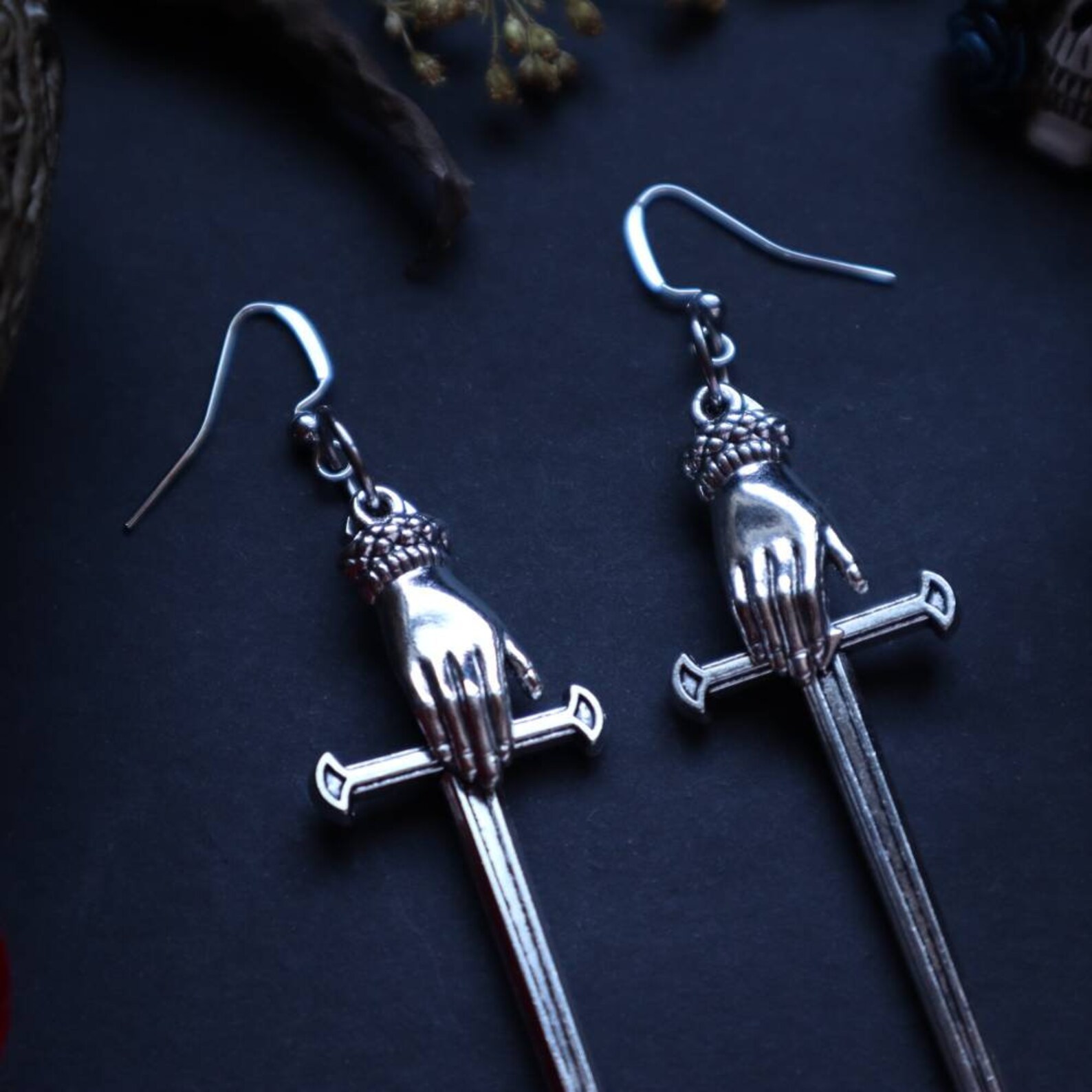 Sword Hand Earrings Sword Earrings Big Sword Earring - Etsy