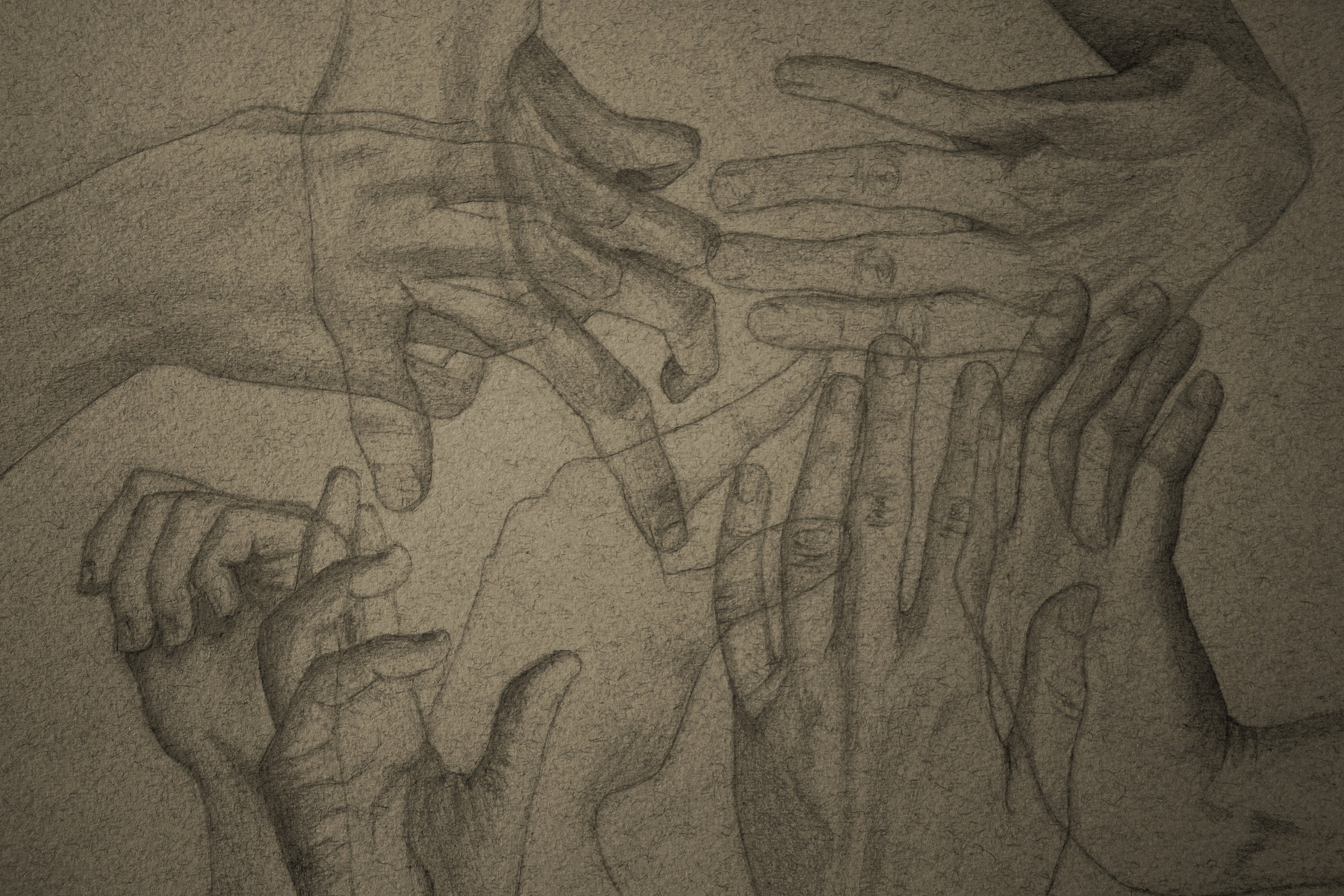 Original Graphite Drawing Surreal Hands Anatomy Study Dark - Etsy UK