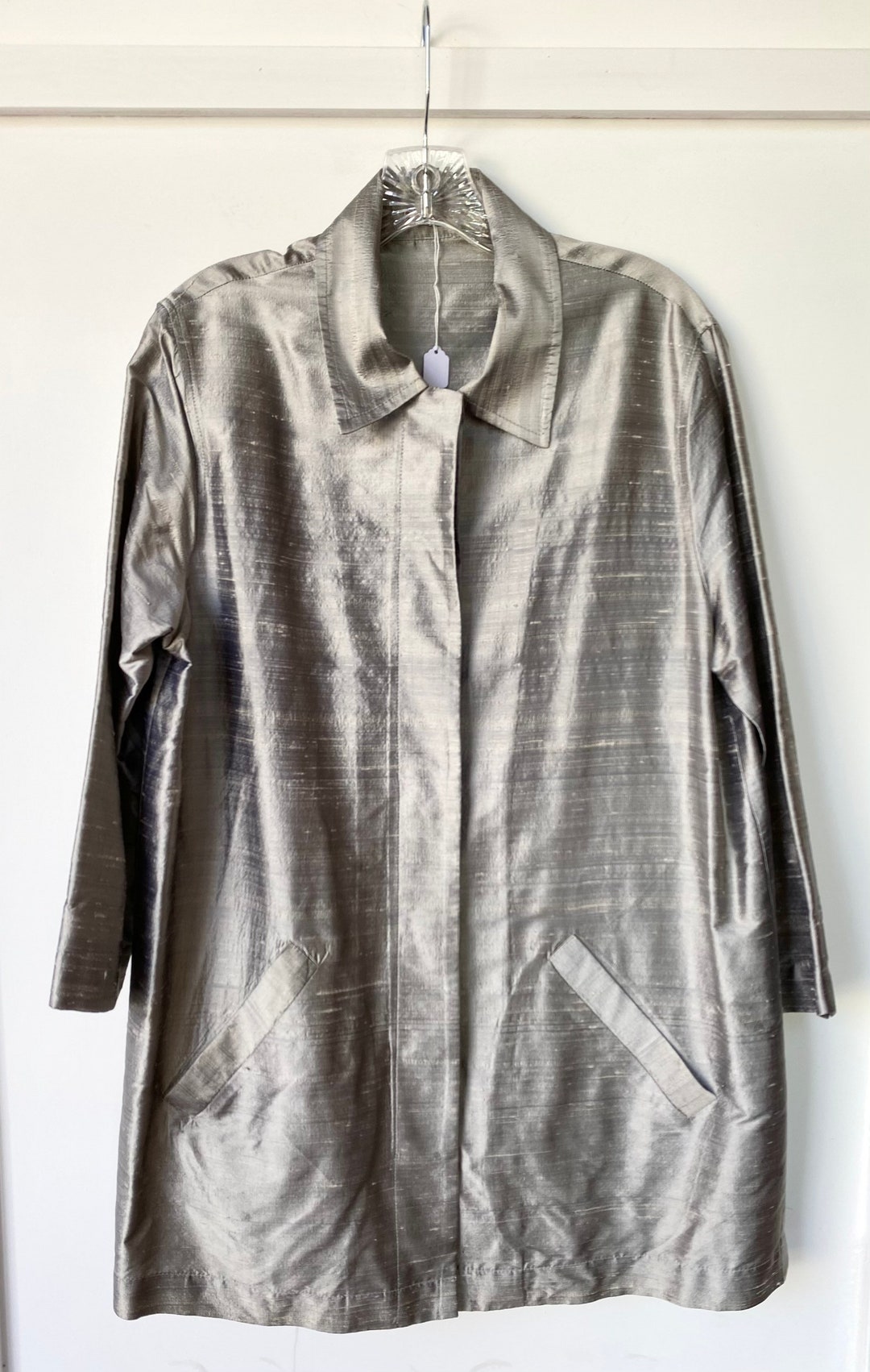 Vintage Metallic Silver Button Down Tunic - Etsy