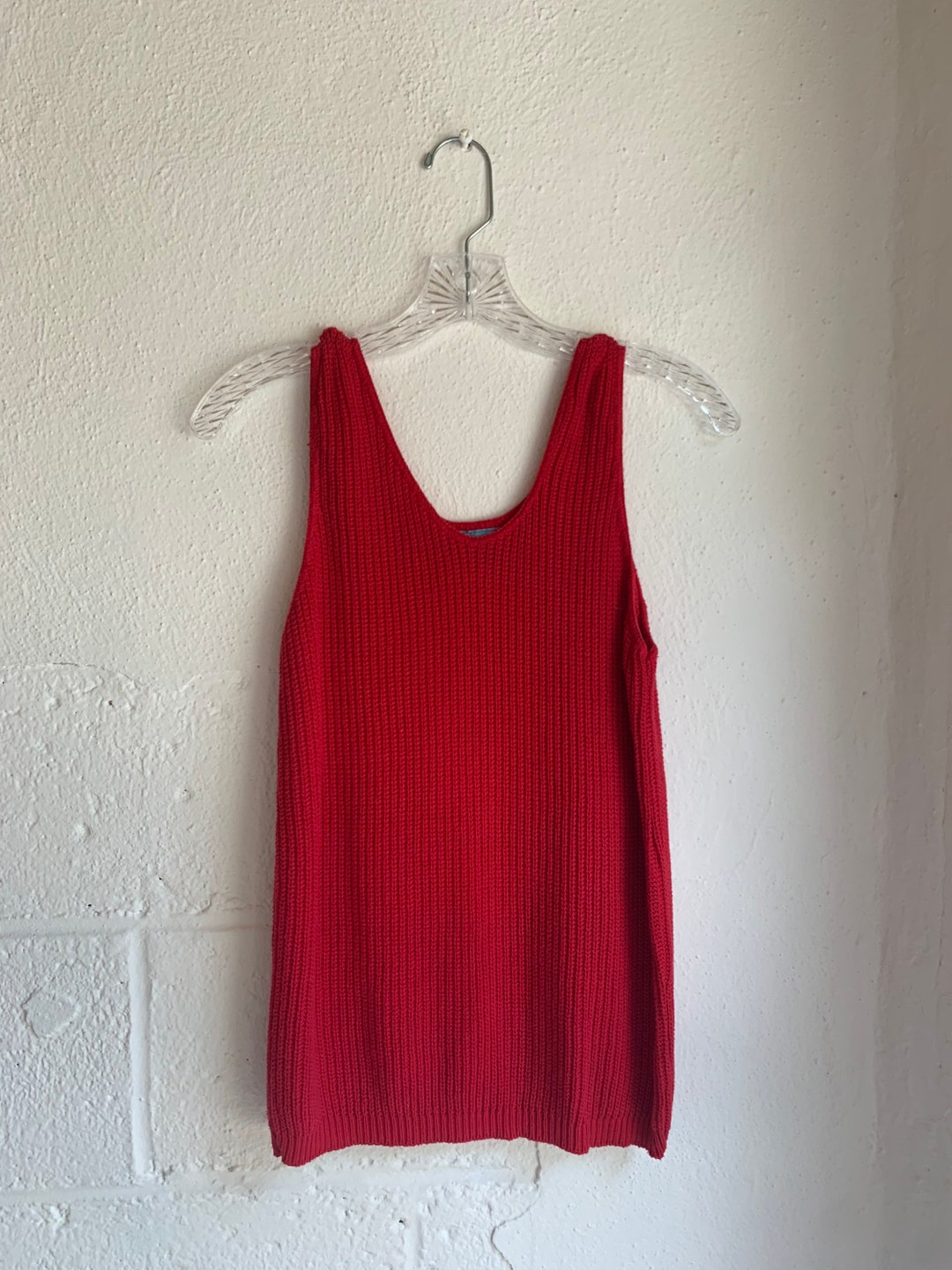 Vintage Cherry Red Knit Tank - Etsy