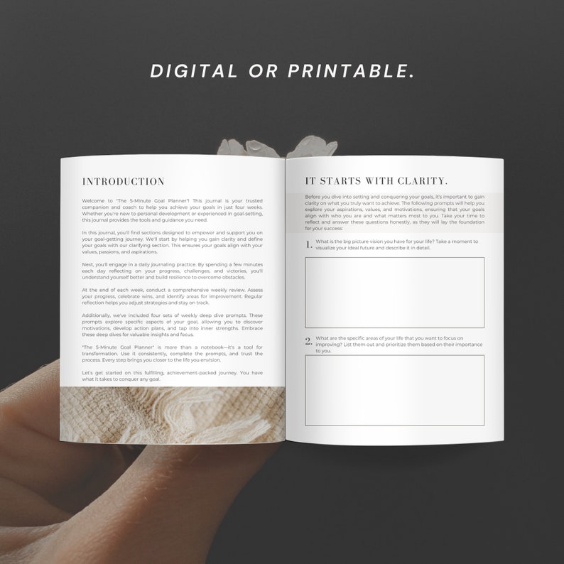 5-minute Goal Planner Goal Journal Goal Setting Goal - Etsy