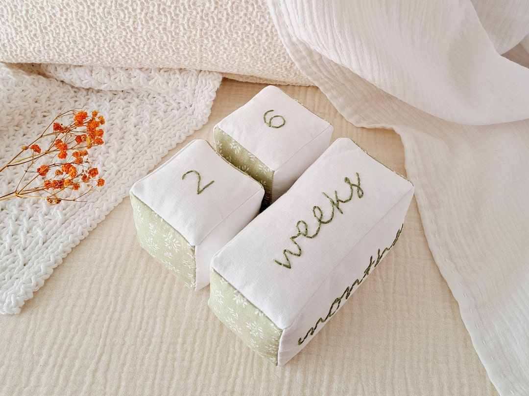 Monthly Milestone Fabric Blocks Month Blocks With Botanical - Etsy