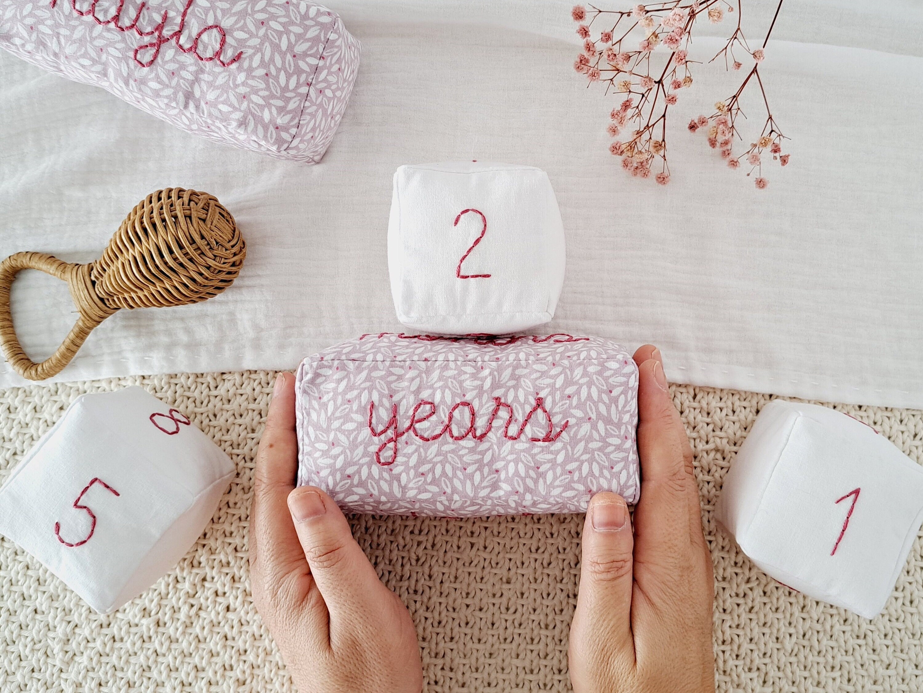 Milestone Blocks for Baby Girl Leaf Baby Month Blocks White - Etsy