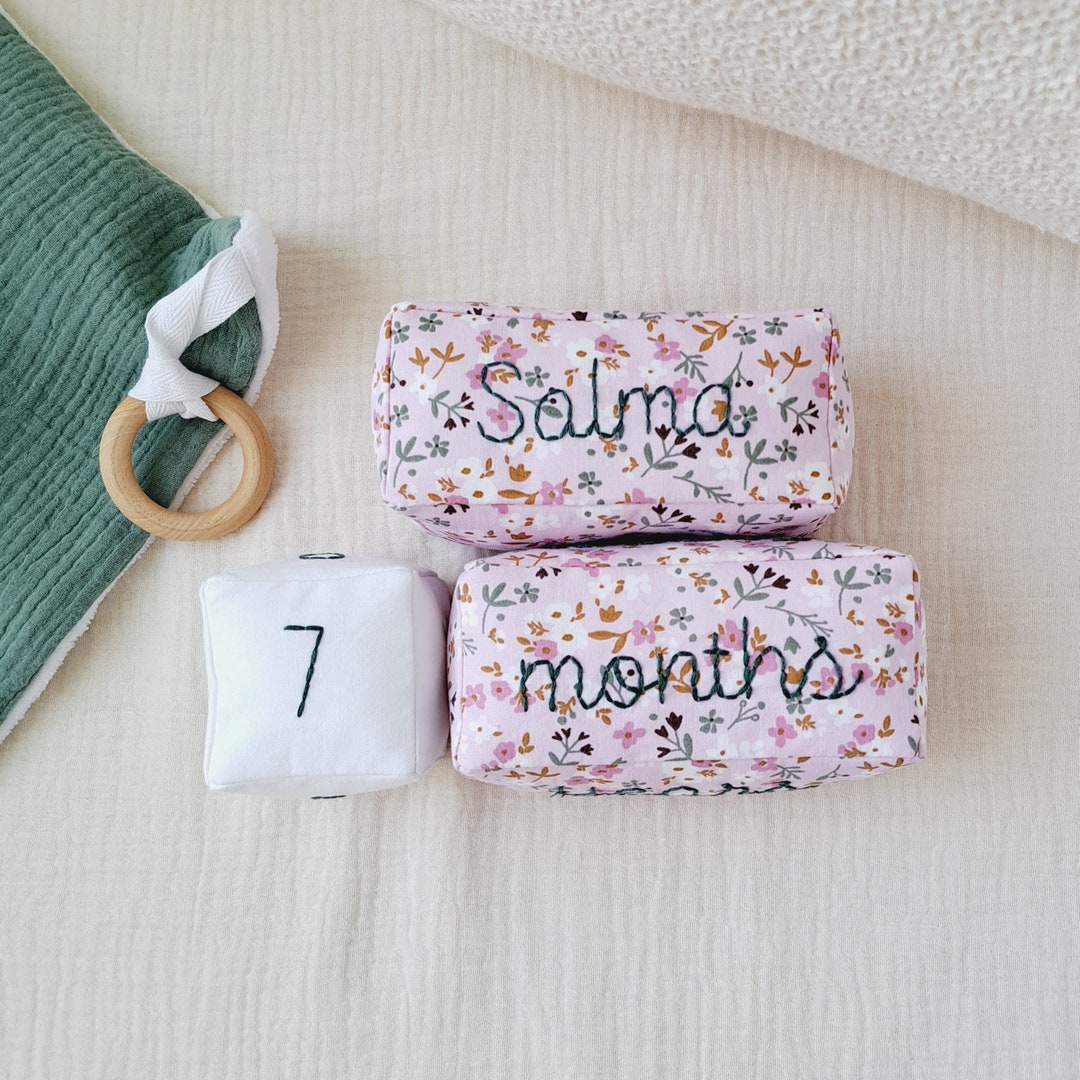Floral Baby Girl Cloth Age Blocks - Perfect Gift for Milestone ...
