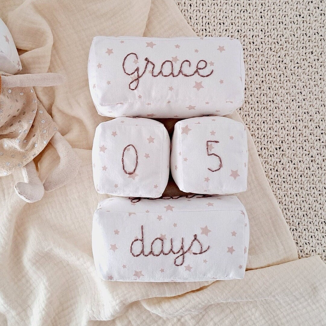 Customized Age Blocks, Stars Monthly Blocks for Newborn, Baby Girl ...
