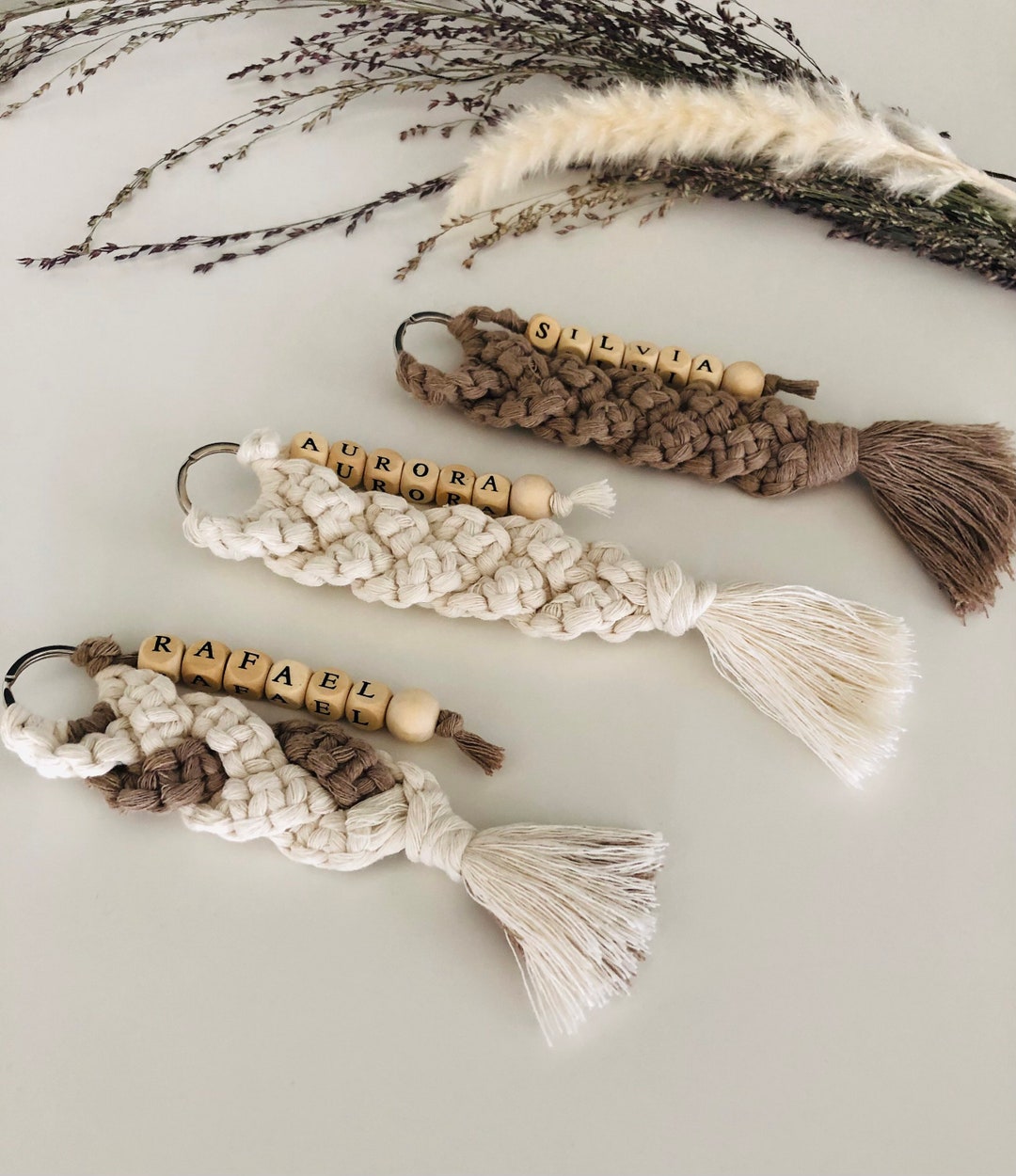 Macrame Braid Keychain/personalized - Etsy UK