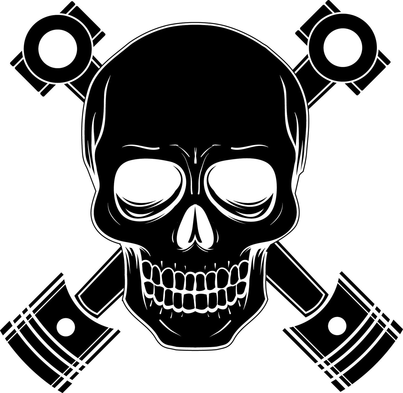 Skull Skeleton Sticker Waterproof Mechanic Piston Engine Window Toolbox ...