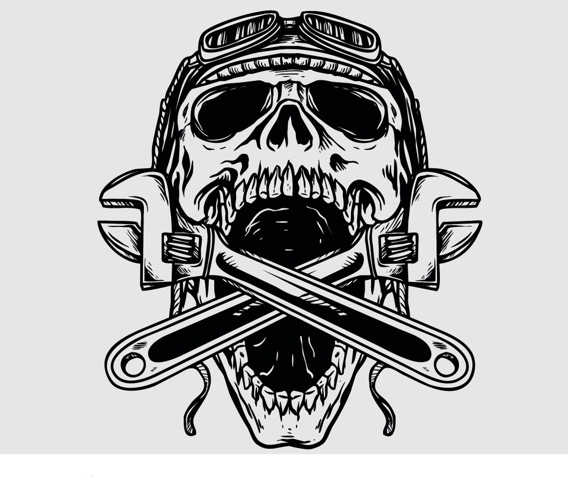Skull Skeleton Sticker Waterproof Mechanic Adjustable Wrench Car Window ...