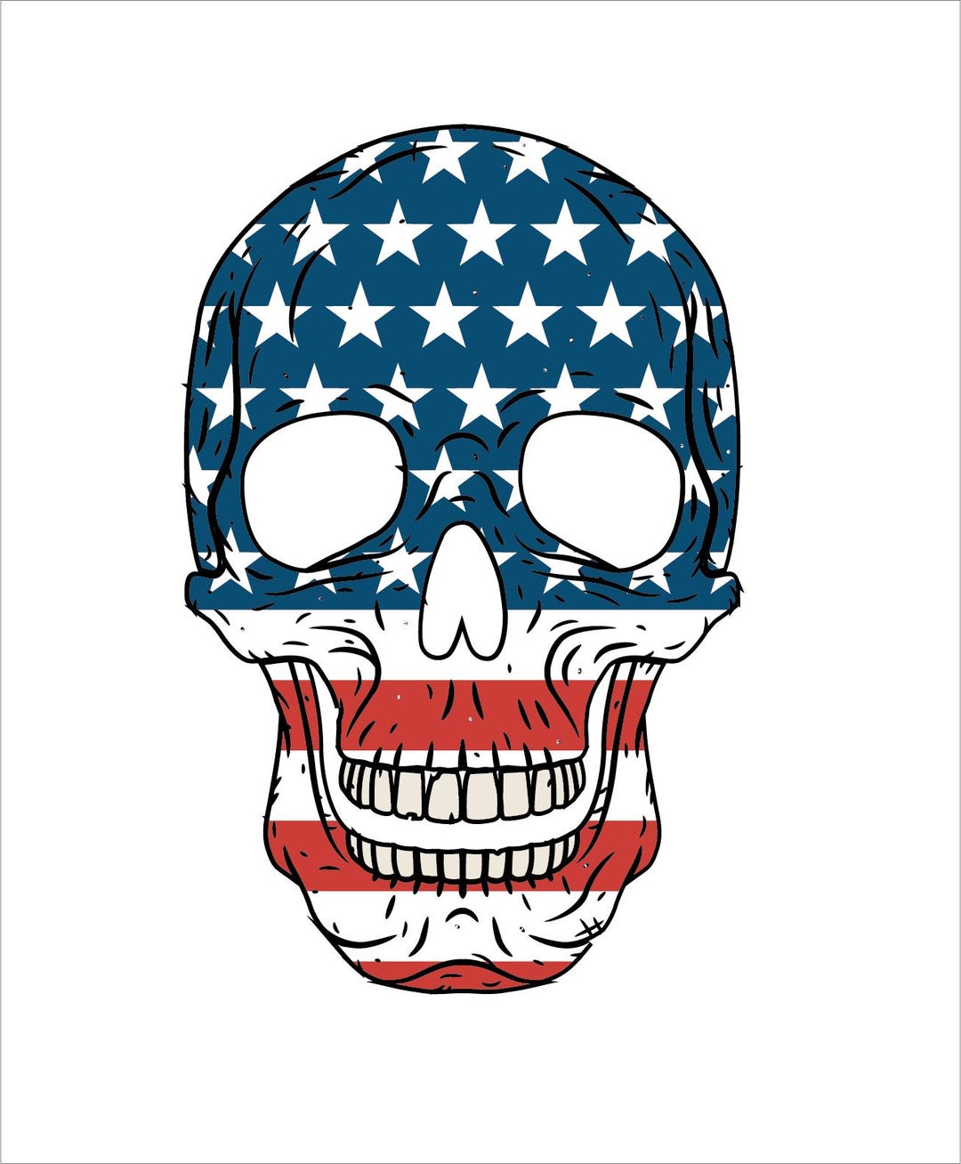 Patriotic Skull Skeleton Sticker Waterproof Car Window Color Skull Head ...