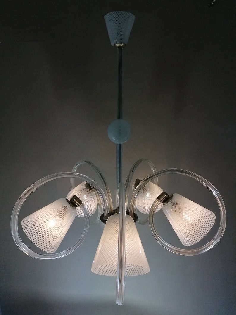 Famous and Rare Chandelier by Carlo Scarpa for Venini, With Reticello ...