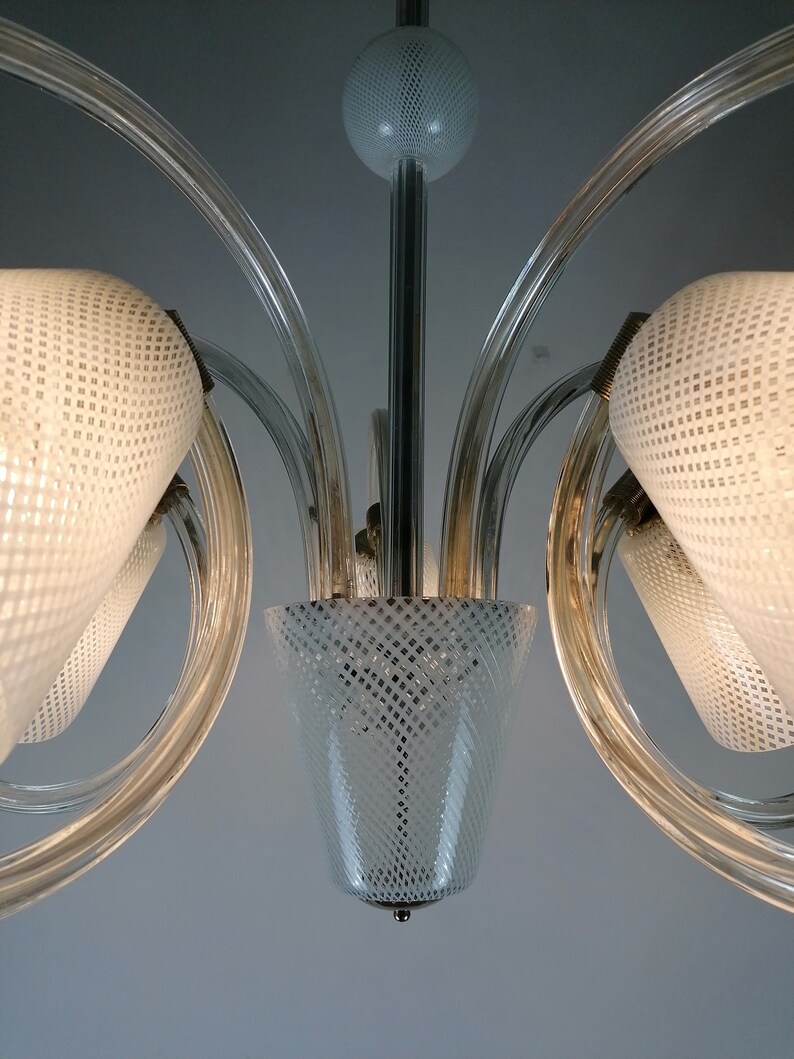 Famous and Rare Chandelier by Carlo Scarpa for Venini, With Reticello ...