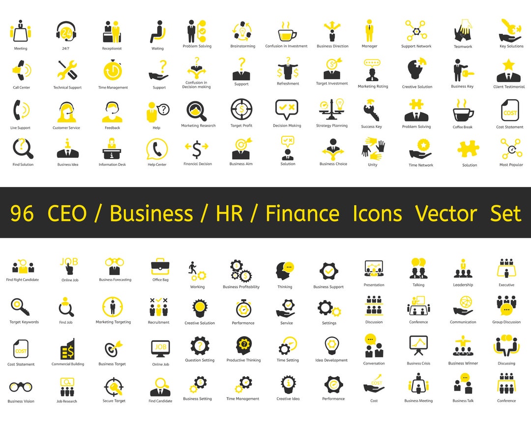 CEO Vector Icons Bundle, Business, Icons Ui, Ux, HR, Finance, Human ...