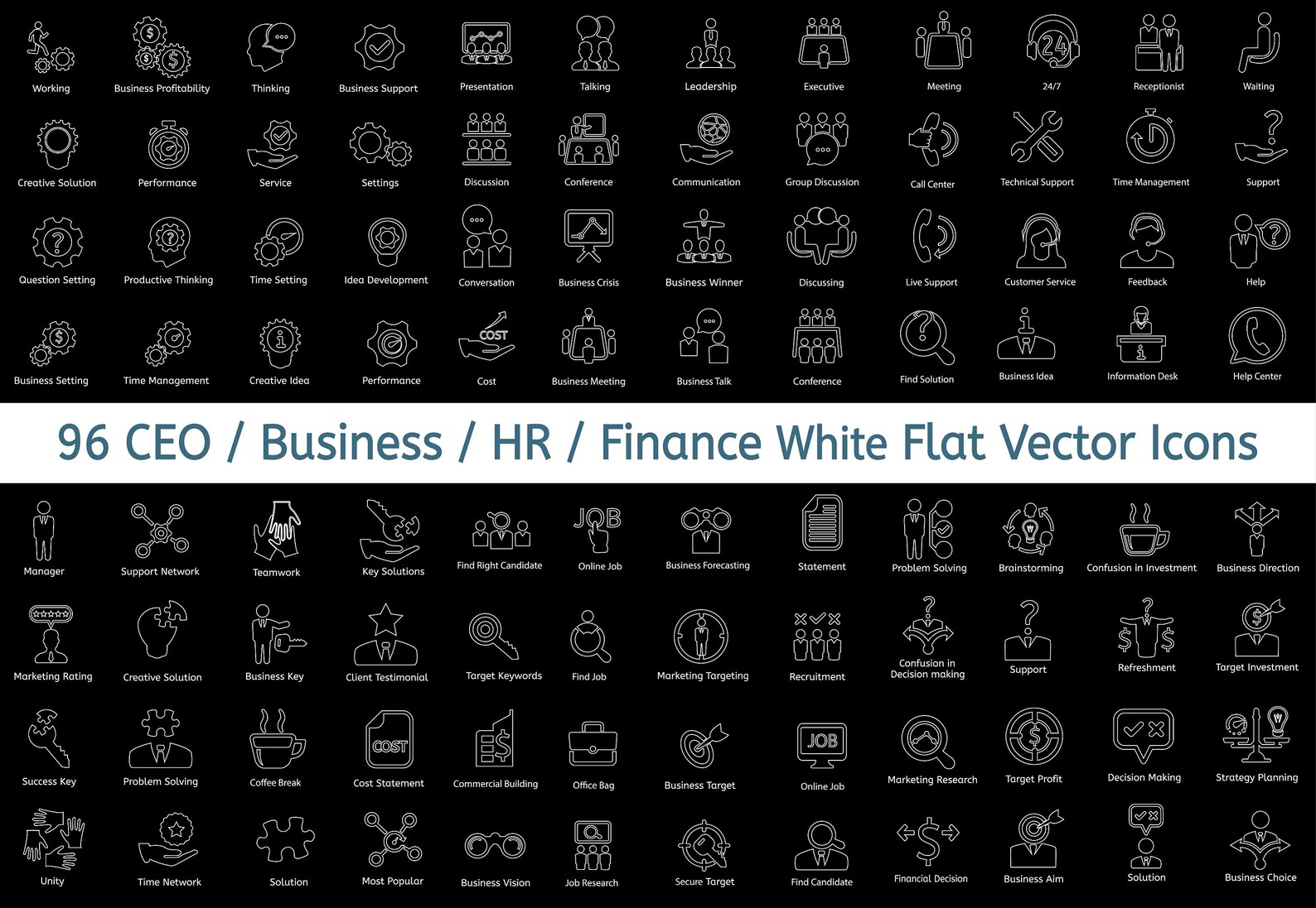 CEO Vector Icons Bundle, Business, Icons Ui, Ux, HR, Finance, Human ...