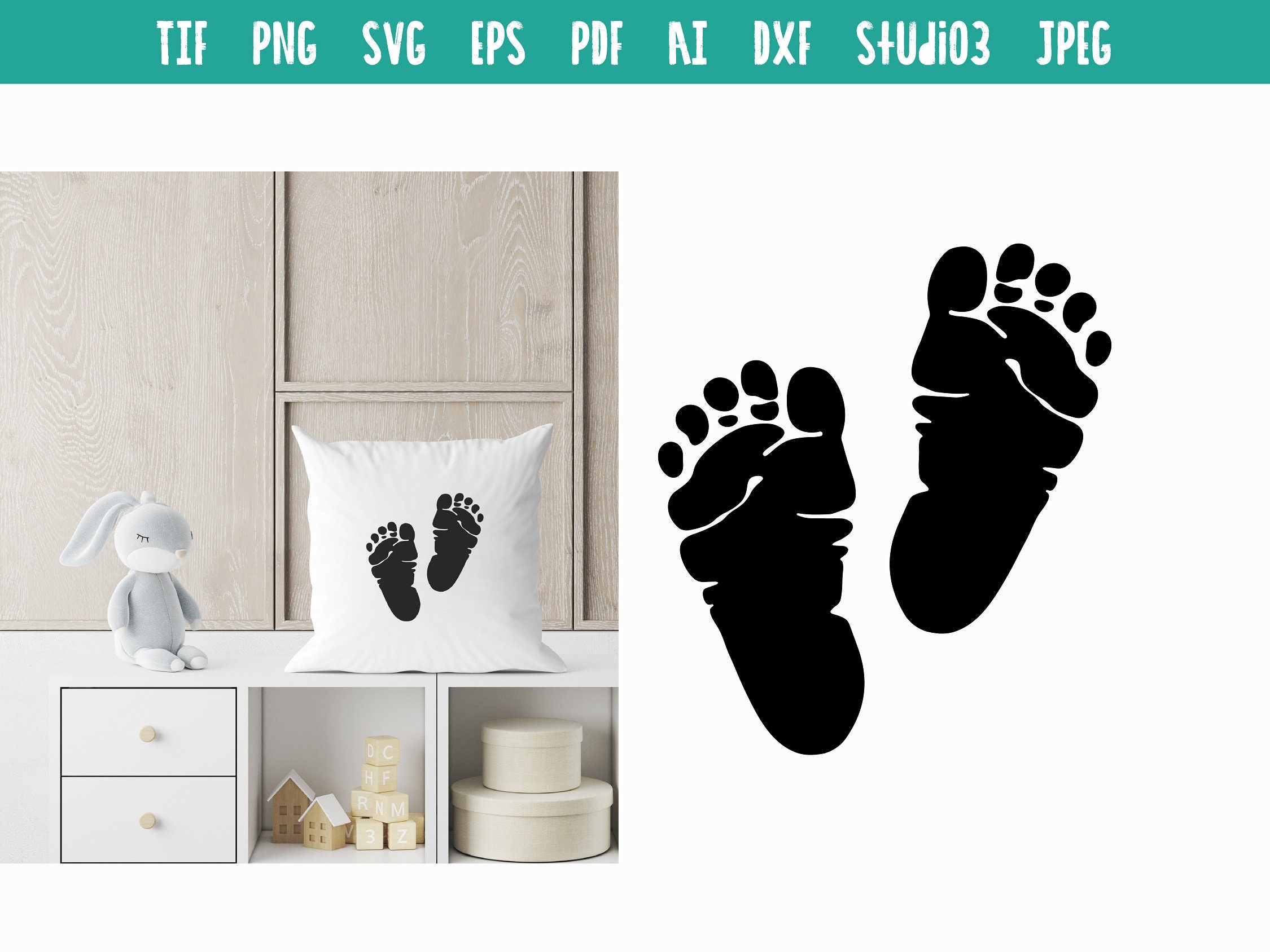 Baby Feet Cut Files, Baby Feet Decal, Child Footprints, Kids Footsteps ...