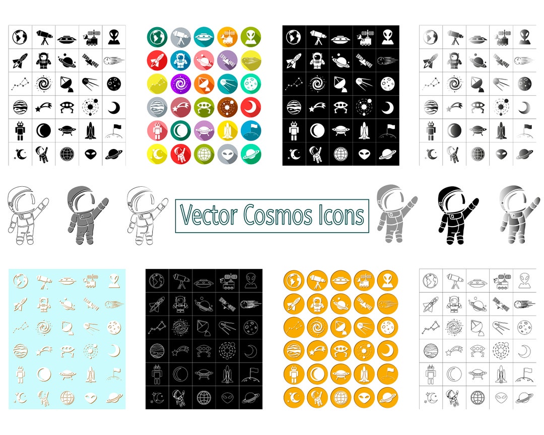 Cosmos Vector Icons Bundle, Eps, Jpeg, Planets, Universe, Digital ...