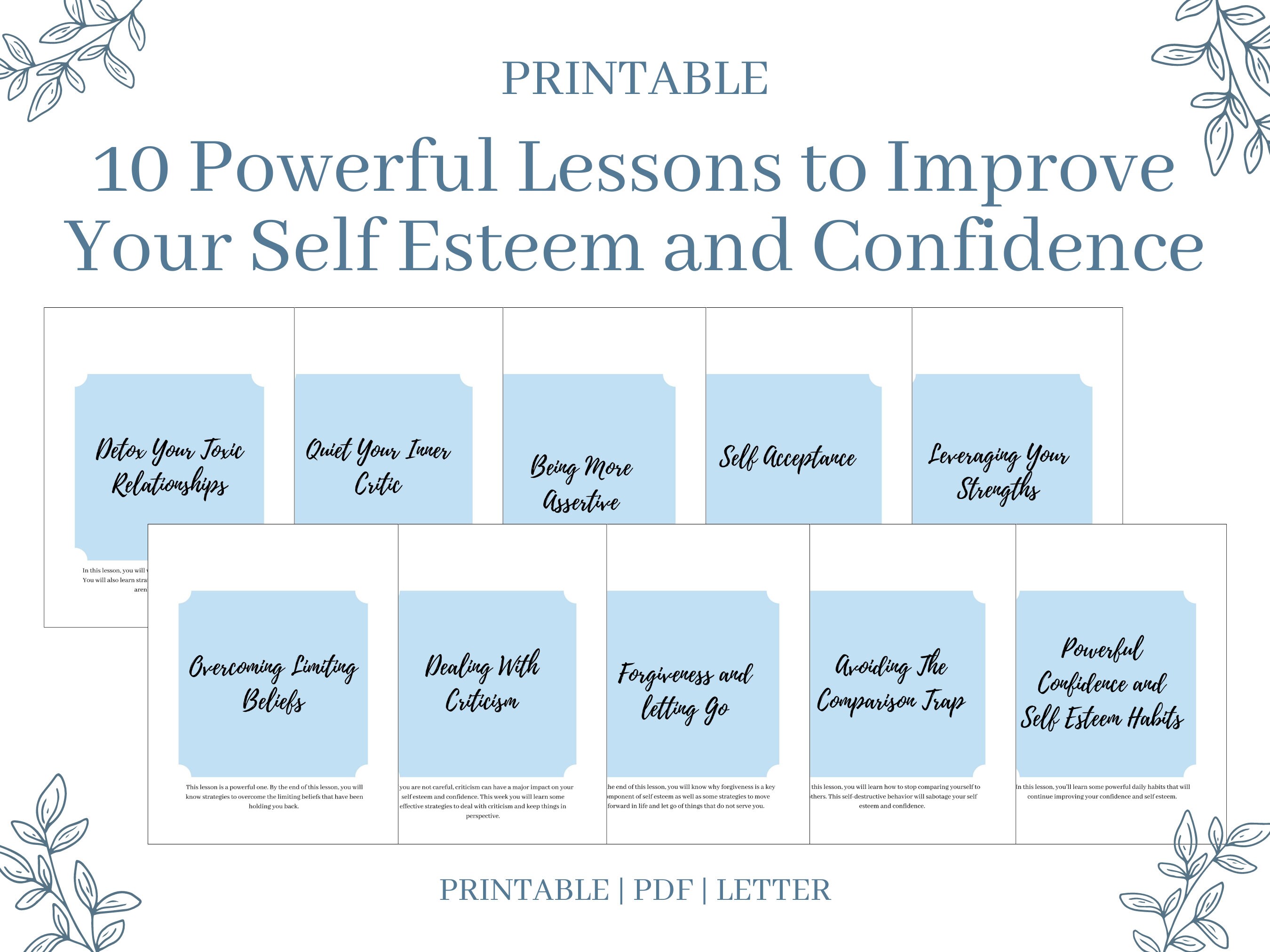 Self Esteem Workbook Confidence Workbook Improve Self - Etsy