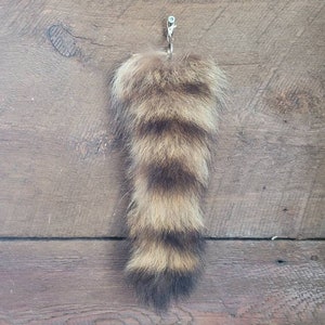 Raccoon Tail Keychain, Costume Piece, Tail Attachment, Genuine Fur - Etsy