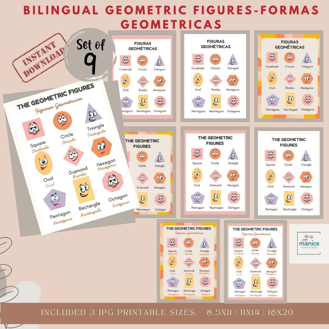 Bilingual Geometric Shapes Posters: English Spanish Classroom Decor ...