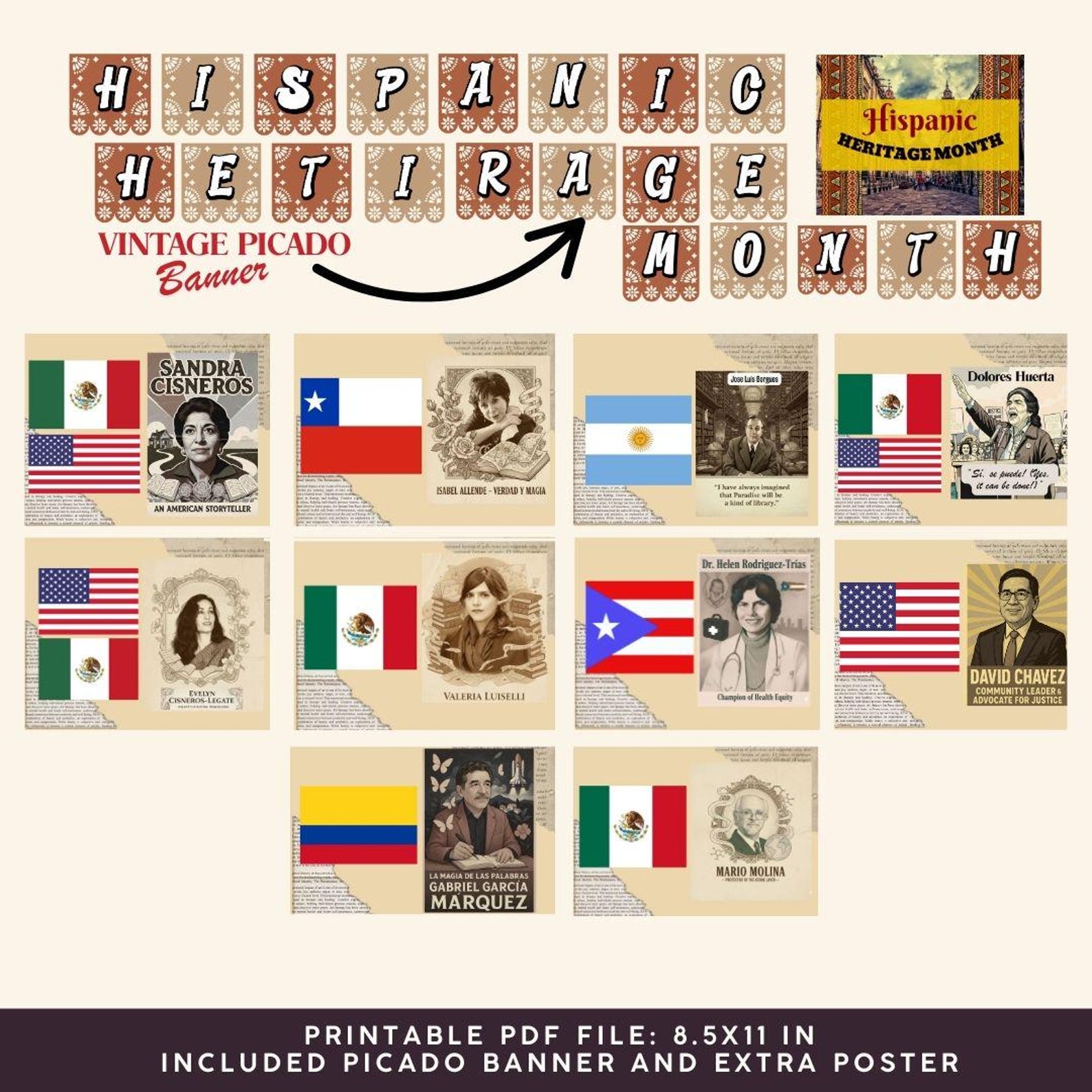 Hispanic Heritage Month Posters & Banner: Latino Leaders Classroom ...