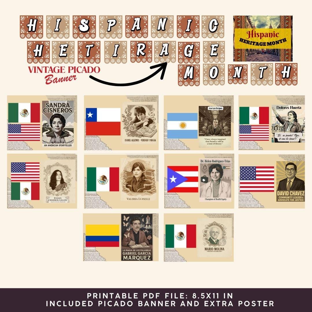 Hispanic Heritage Month Posters & Banner: Latino Leaders Classroom ...