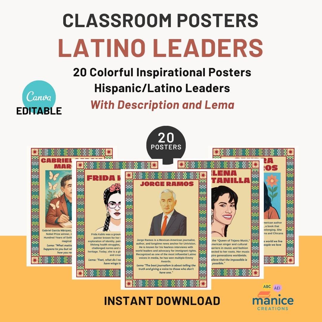 Hispanic Heritage Month Posters: 20 Spanish Leader Quotes (digital ...